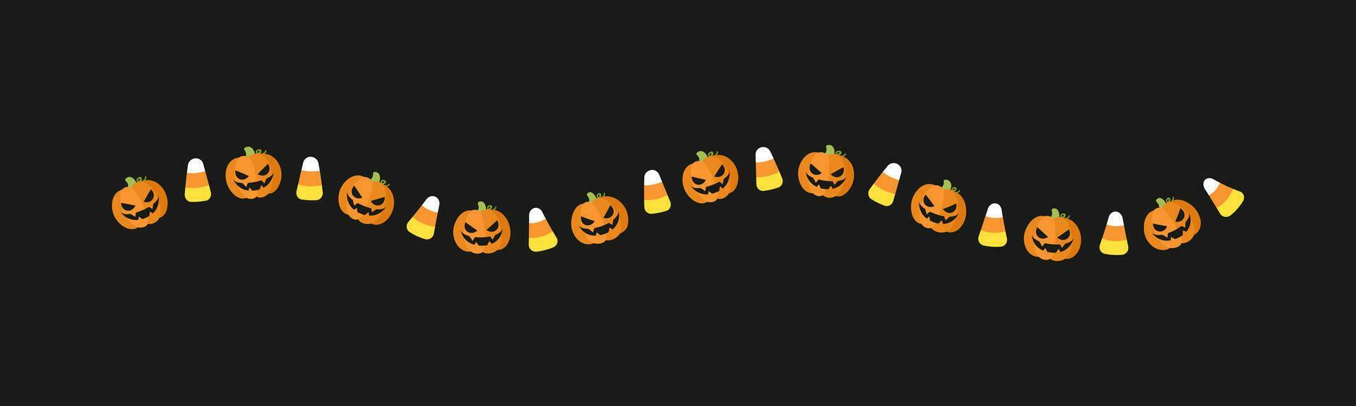 Separator Border Illustration Line Of Cute Jack O Lanterns Candy Corn Trick Or Treat Pattern