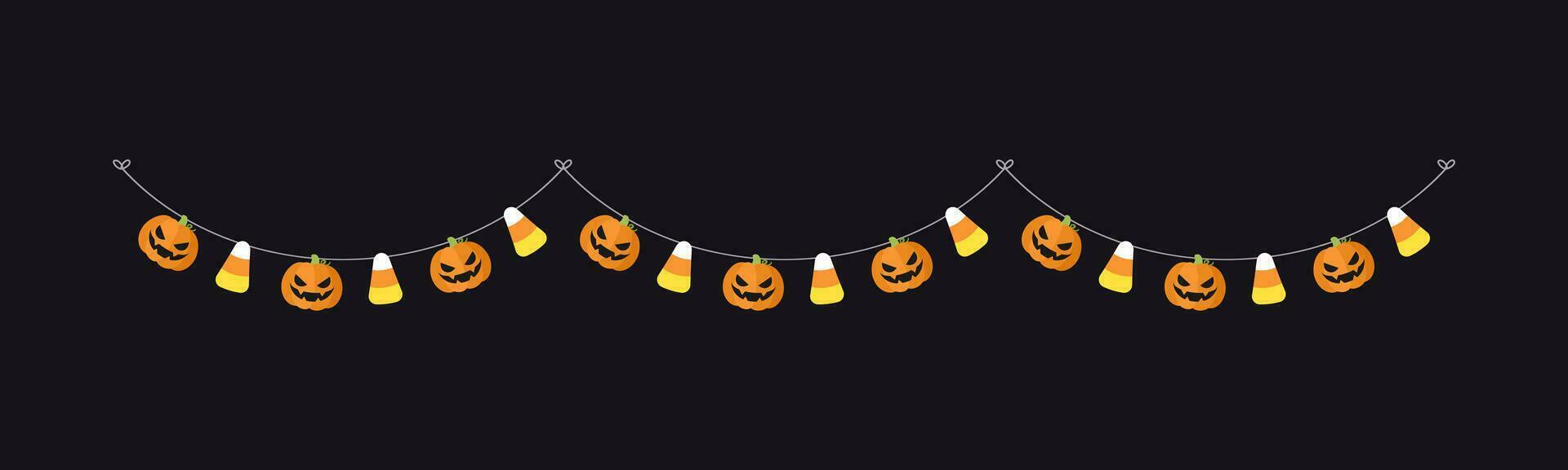 Cute Jack O Lantern Evil Pumpkin and Candy Corn Garland for Halloween ...