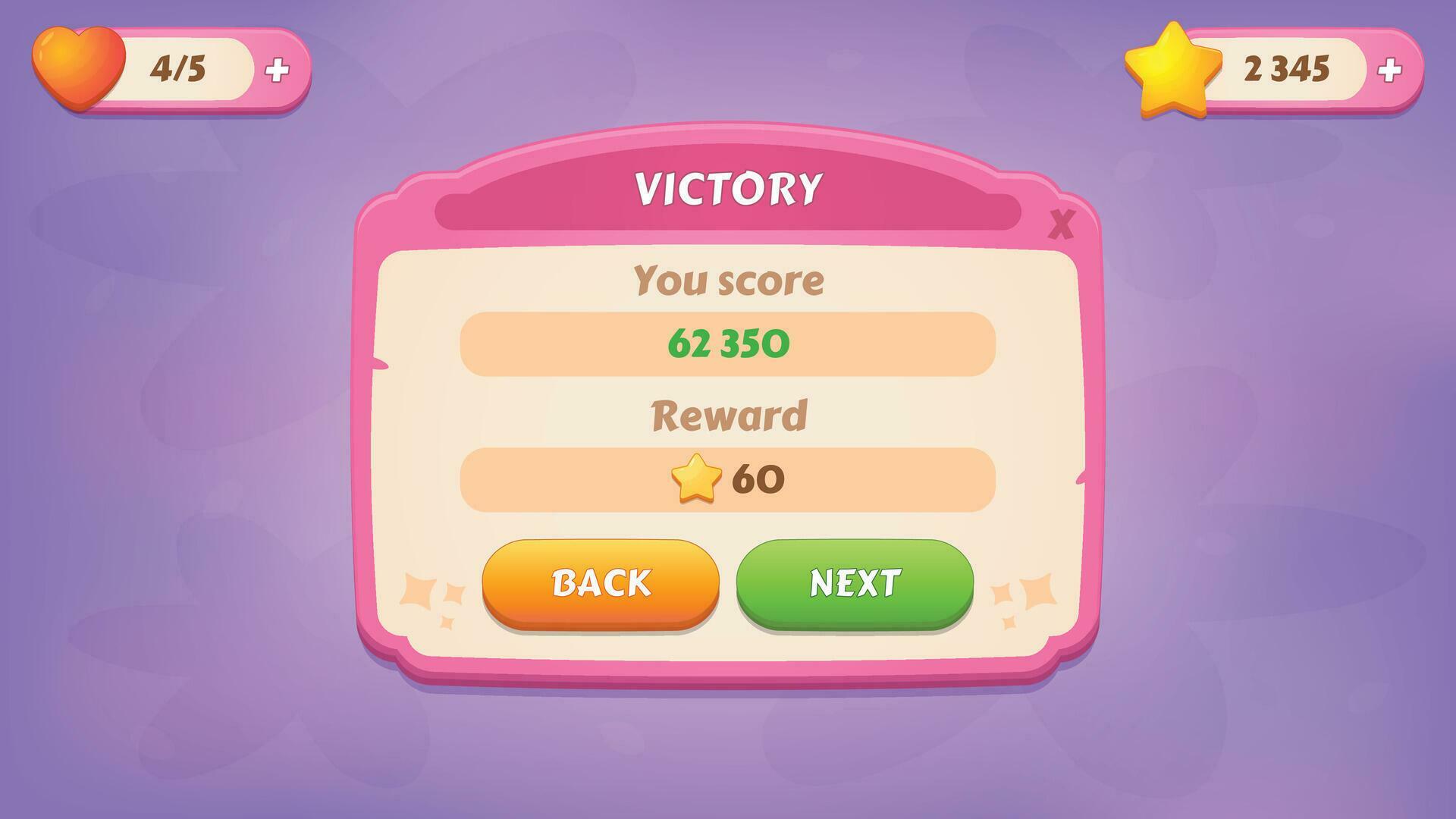 Victory Gui Kit Casual Assets For A Game Mobile A Set Of User Interface Elements And Pop Ups