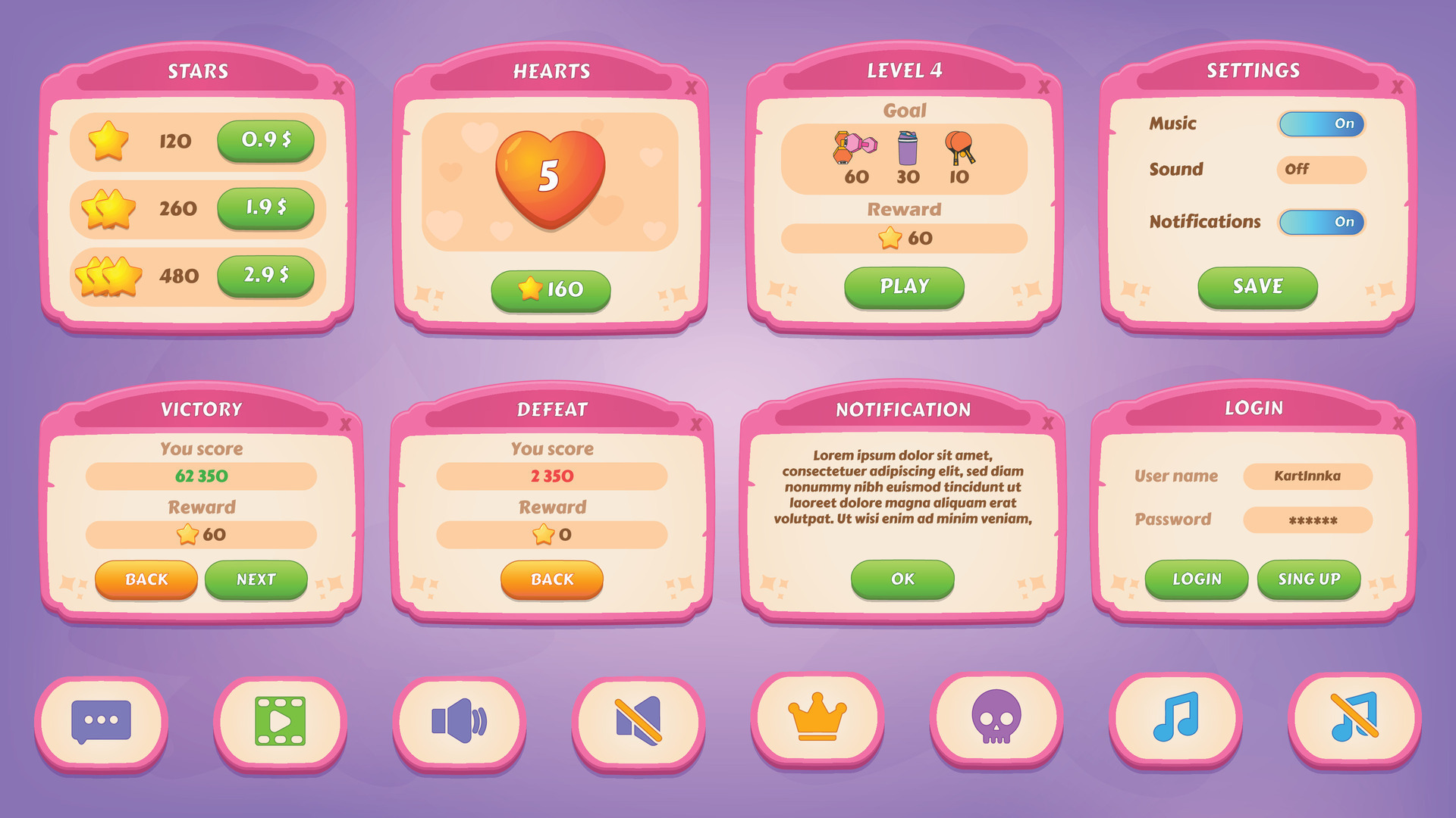GUI Kit casual assets for a game mobile, a set of user interface ... GUI Kit casual assets for a game mobile, a set of user interface ...