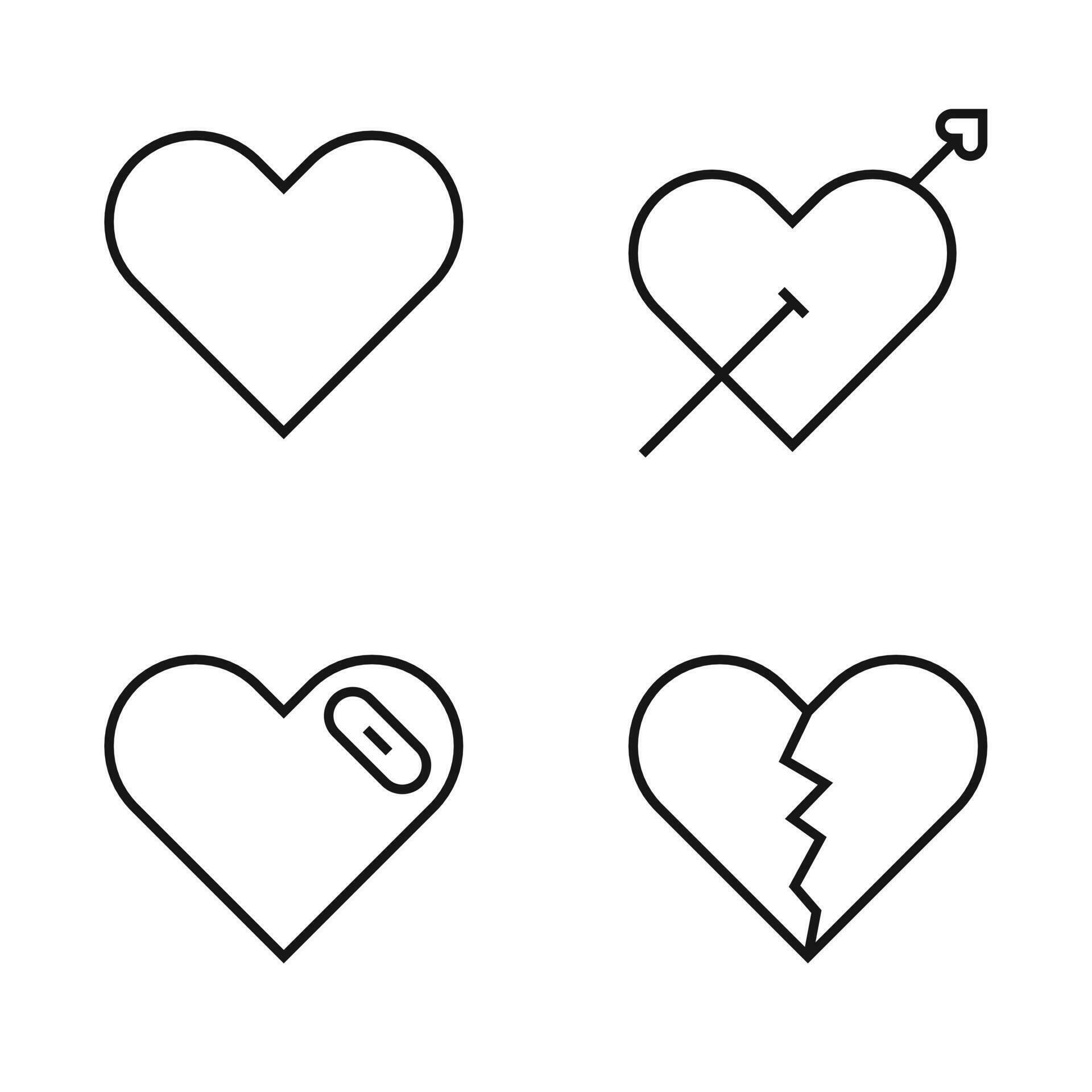 Editable Set Icon of Love Heart, Vector illustration isolated on white ...