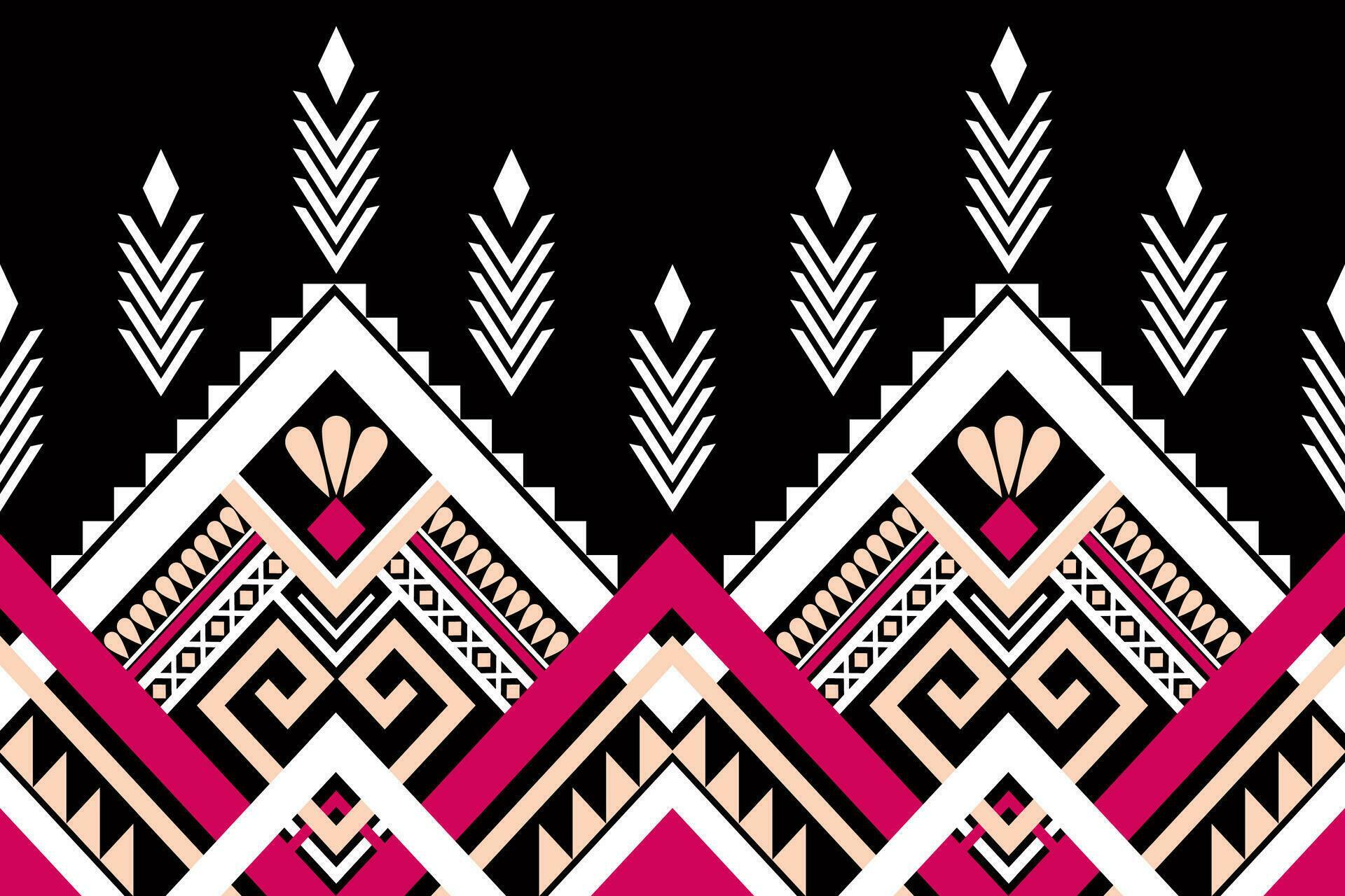 Ethnic Geometric Seamless Pattern Geometric Dark Black Background