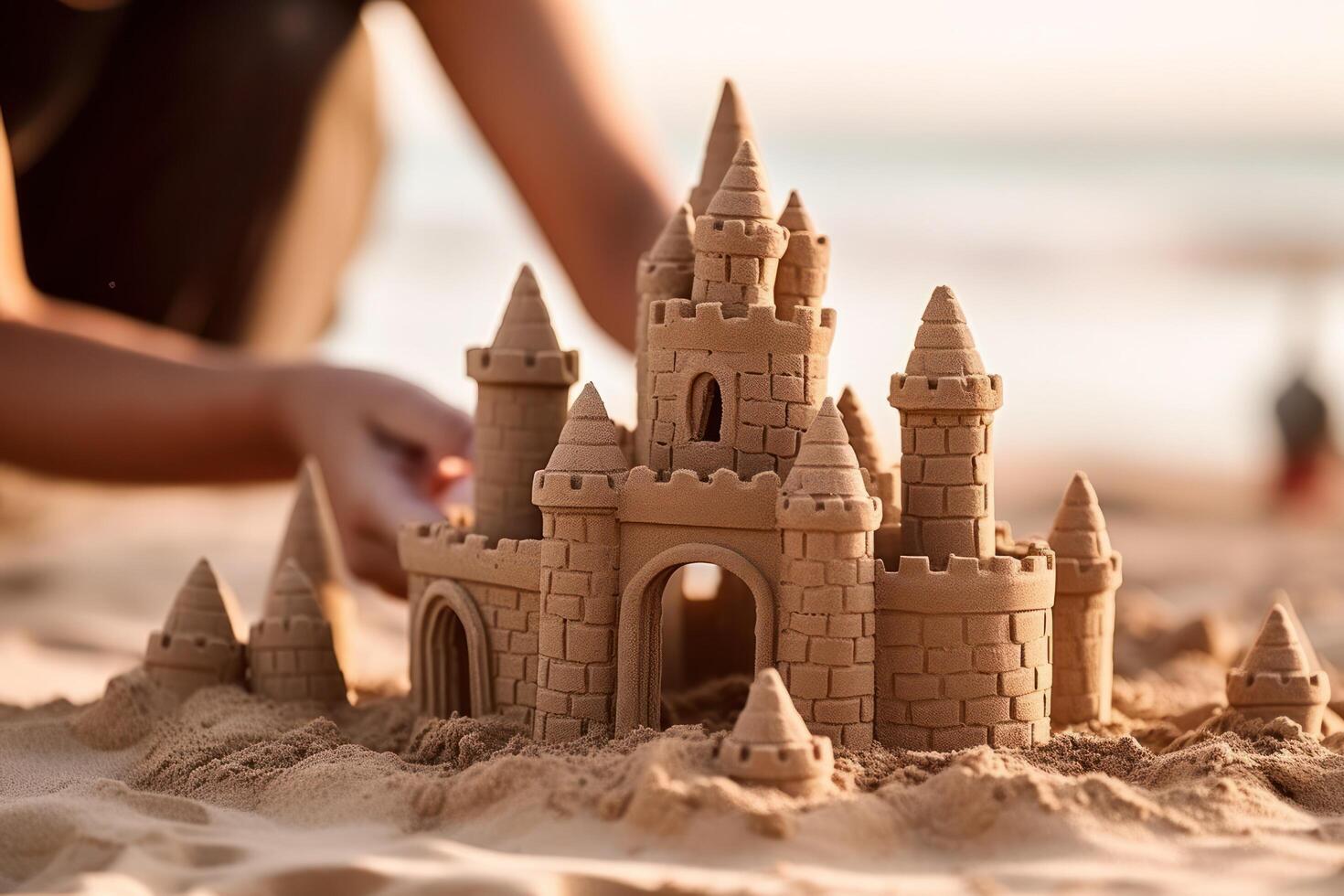 Building a sand castle 27289059 Stock Photo at Vecteezy