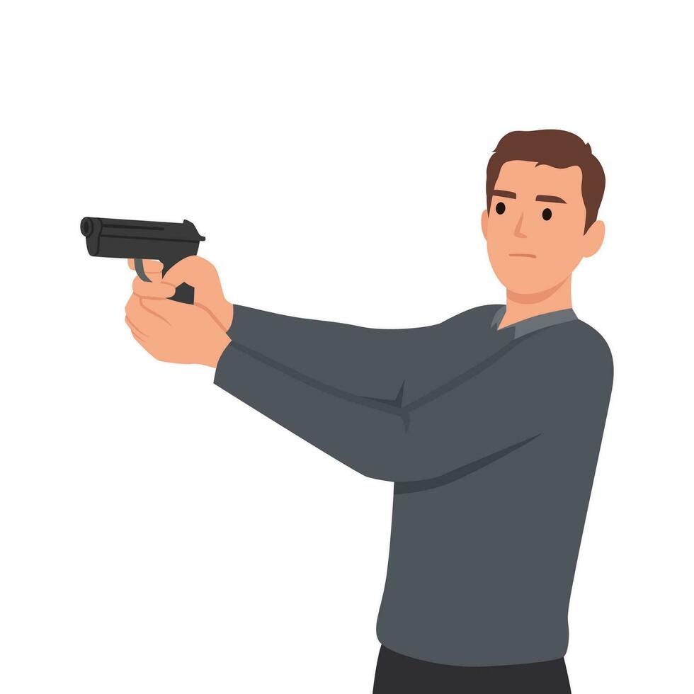 Businessman Aiming With Gun Male Shooter Holding Gun And Training In Shooting 27292850 Vector