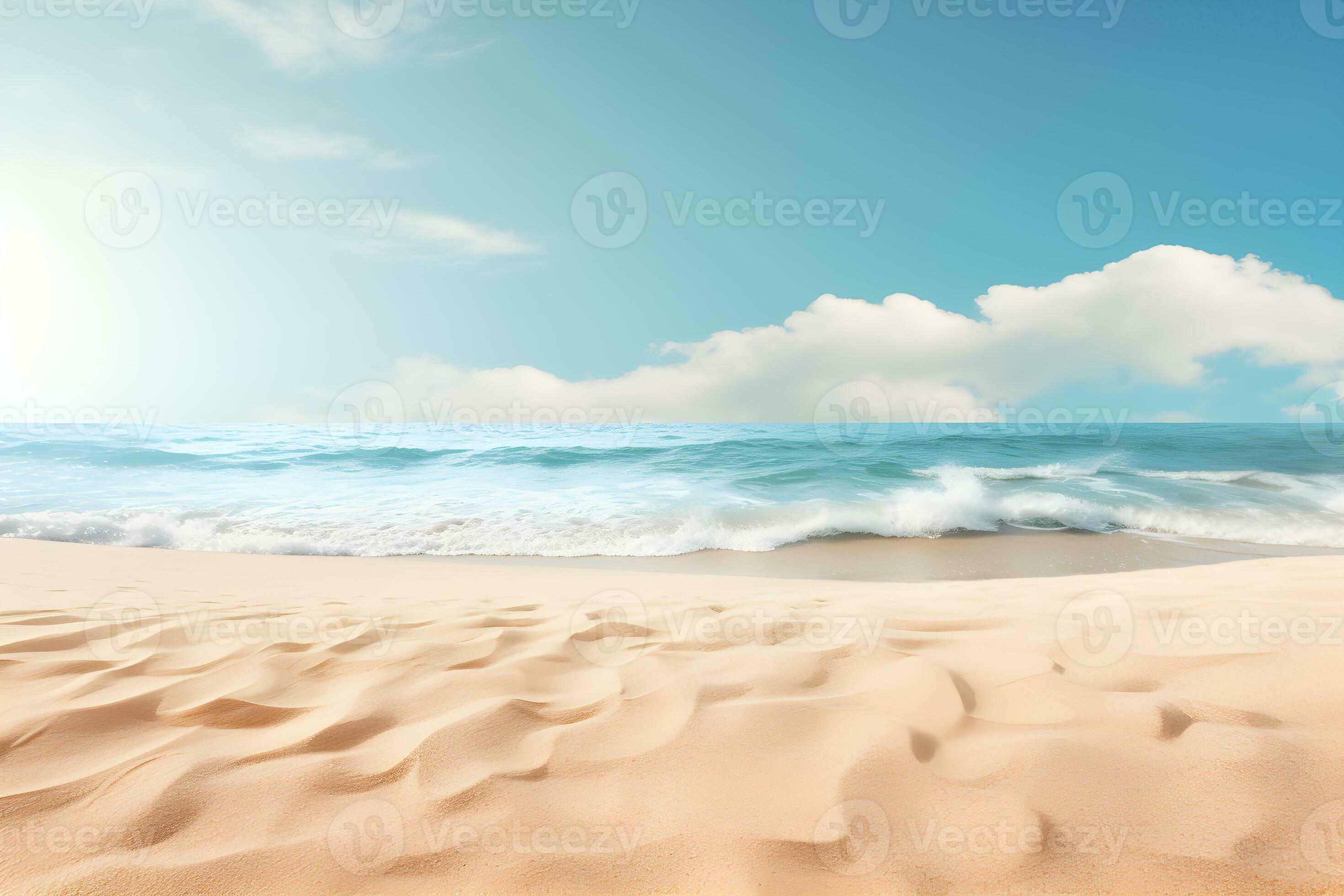 Sea beach with white sand beach blue sky with clouds, Summer Holiday ...