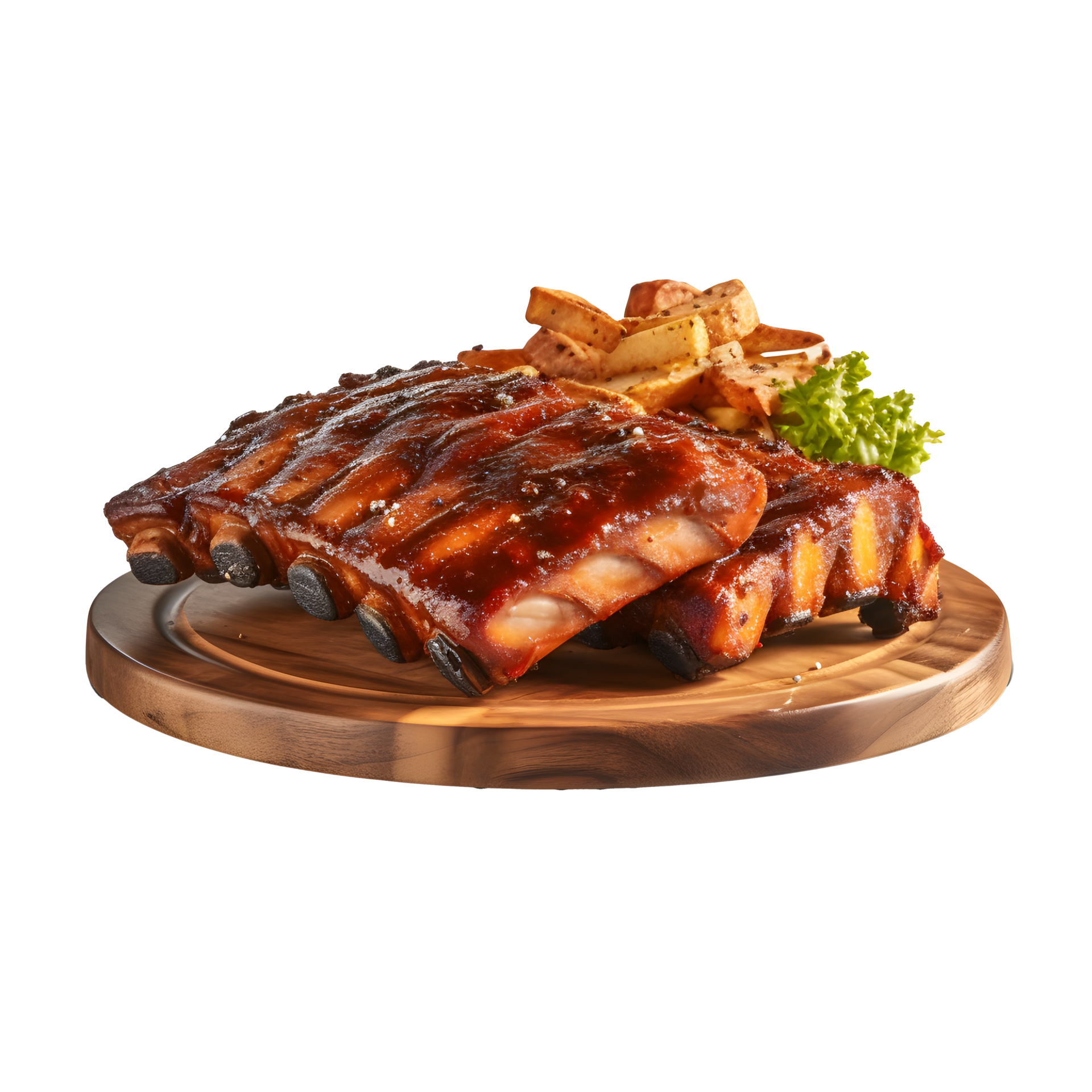 Grilled Pork Ribs On Wood Plate Isolated On White Background Ai Generate 27297799 Png