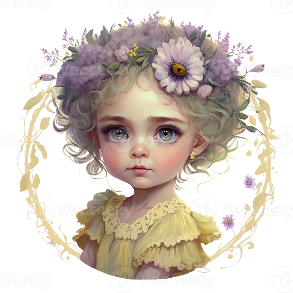 Cute Spring Girl Watercolor Illustration Ai Generated 27298305 Png