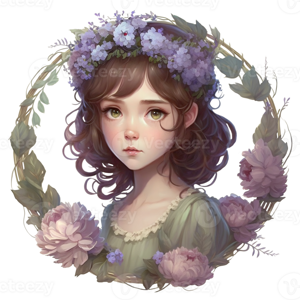 Cute Spring Girl Watercolor Illustration Ai Generated 27298307 Png