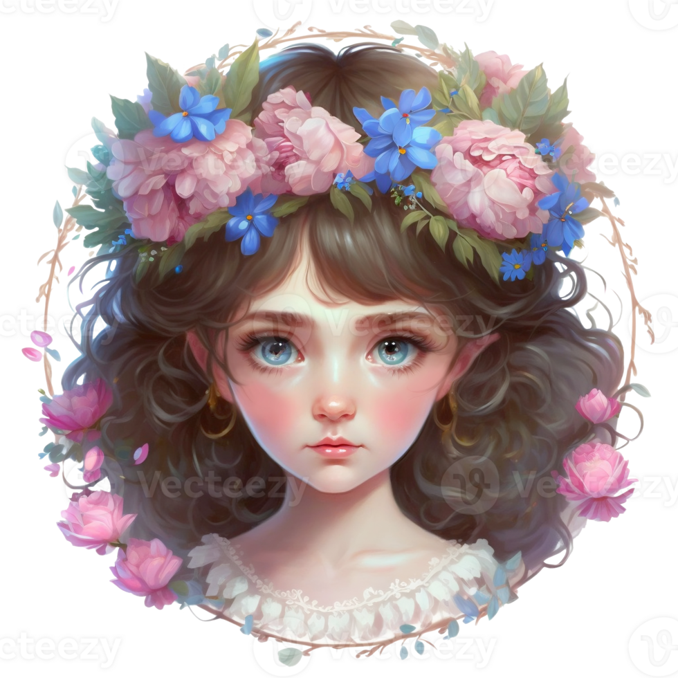 Cute Spring Girl Watercolor Illustration Ai Generated 27298313 Png