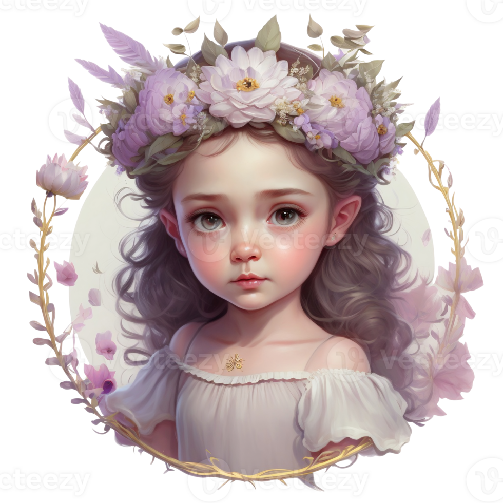 Cute Spring Girl Watercolor Illustration Ai Generated 27298315 Png
