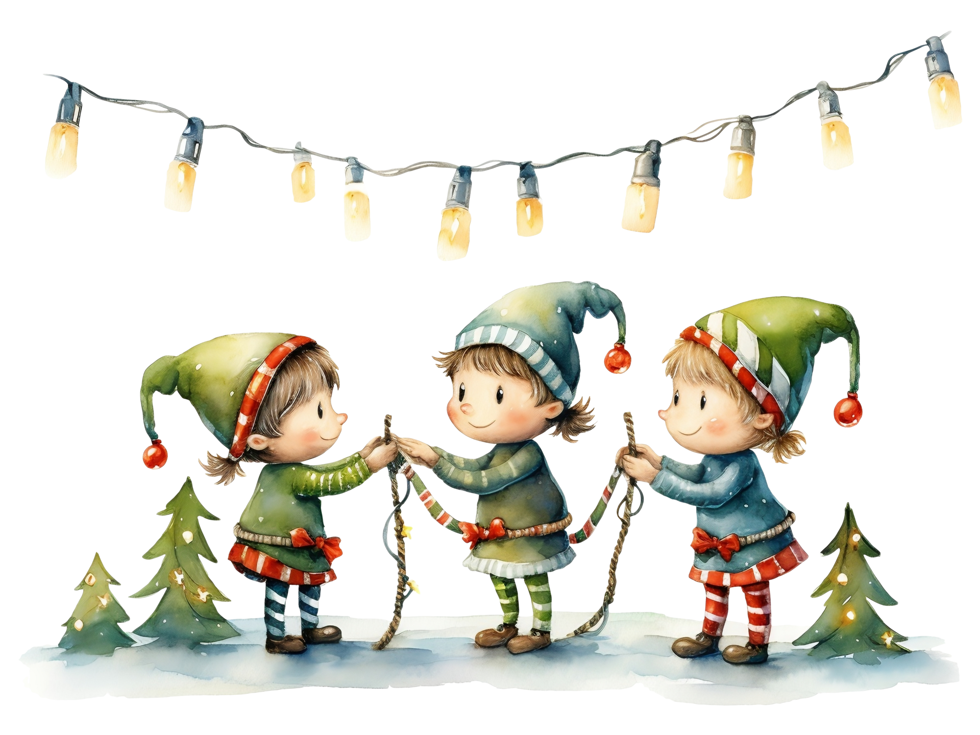 Christmas Santa And Elves Illustration Ai Generated 27298356 Png