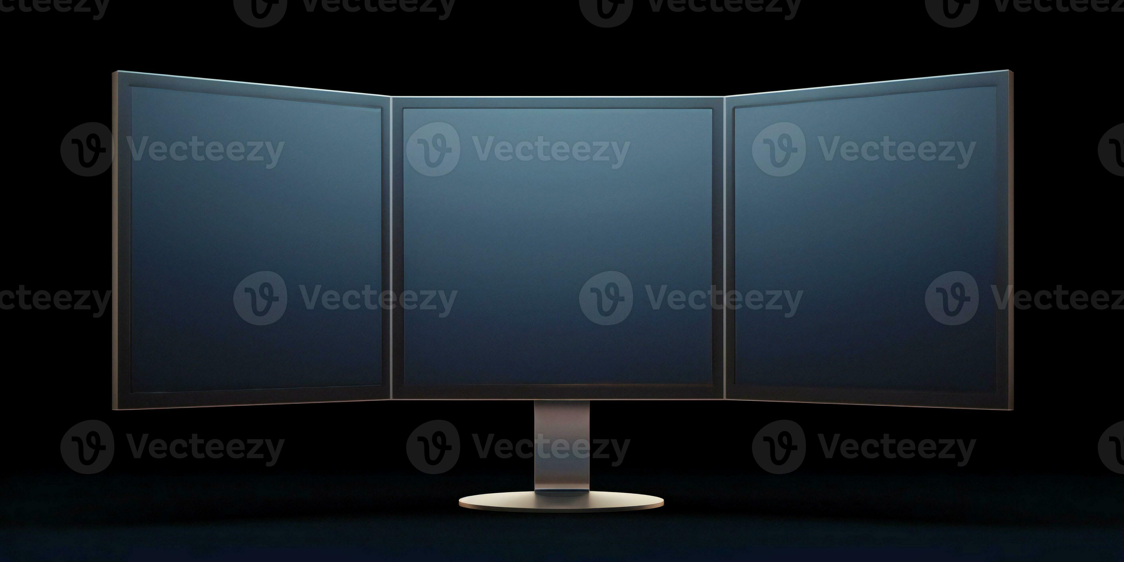 Modern workplace with computer monitor. Front view screen mockup. AI ...