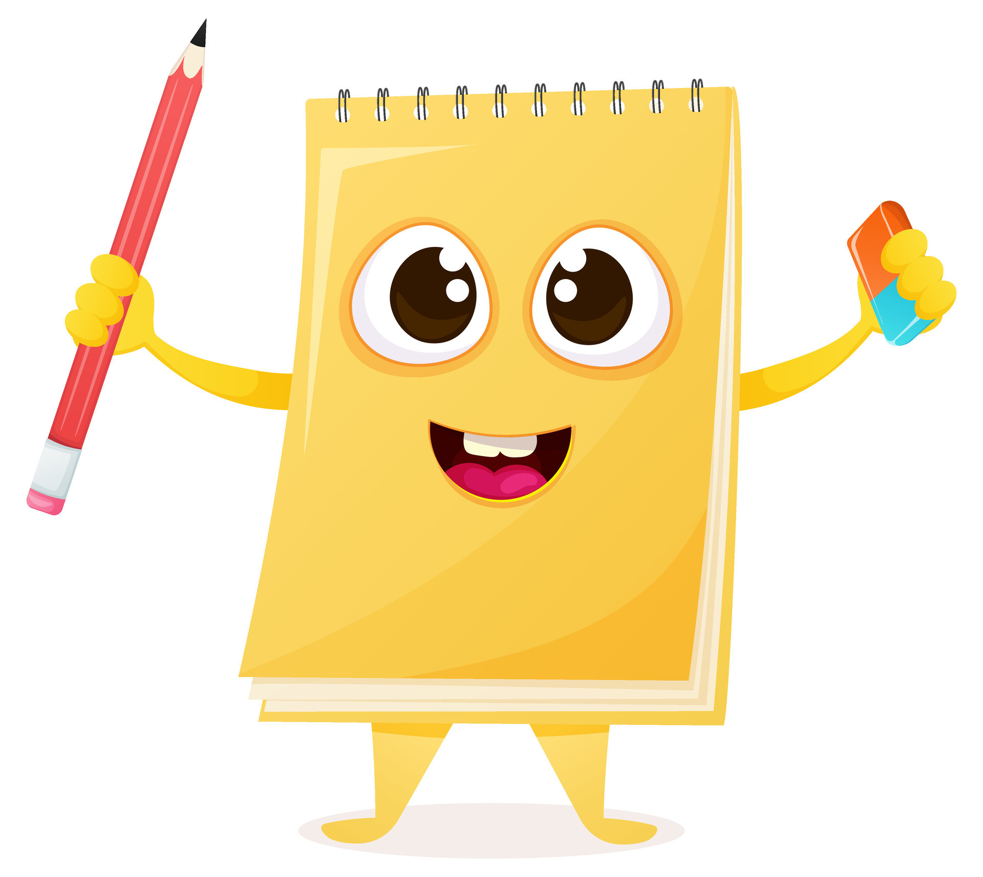 Linda Dibujos Animados Cuaderno Personaje Participación Un Lápiz Y