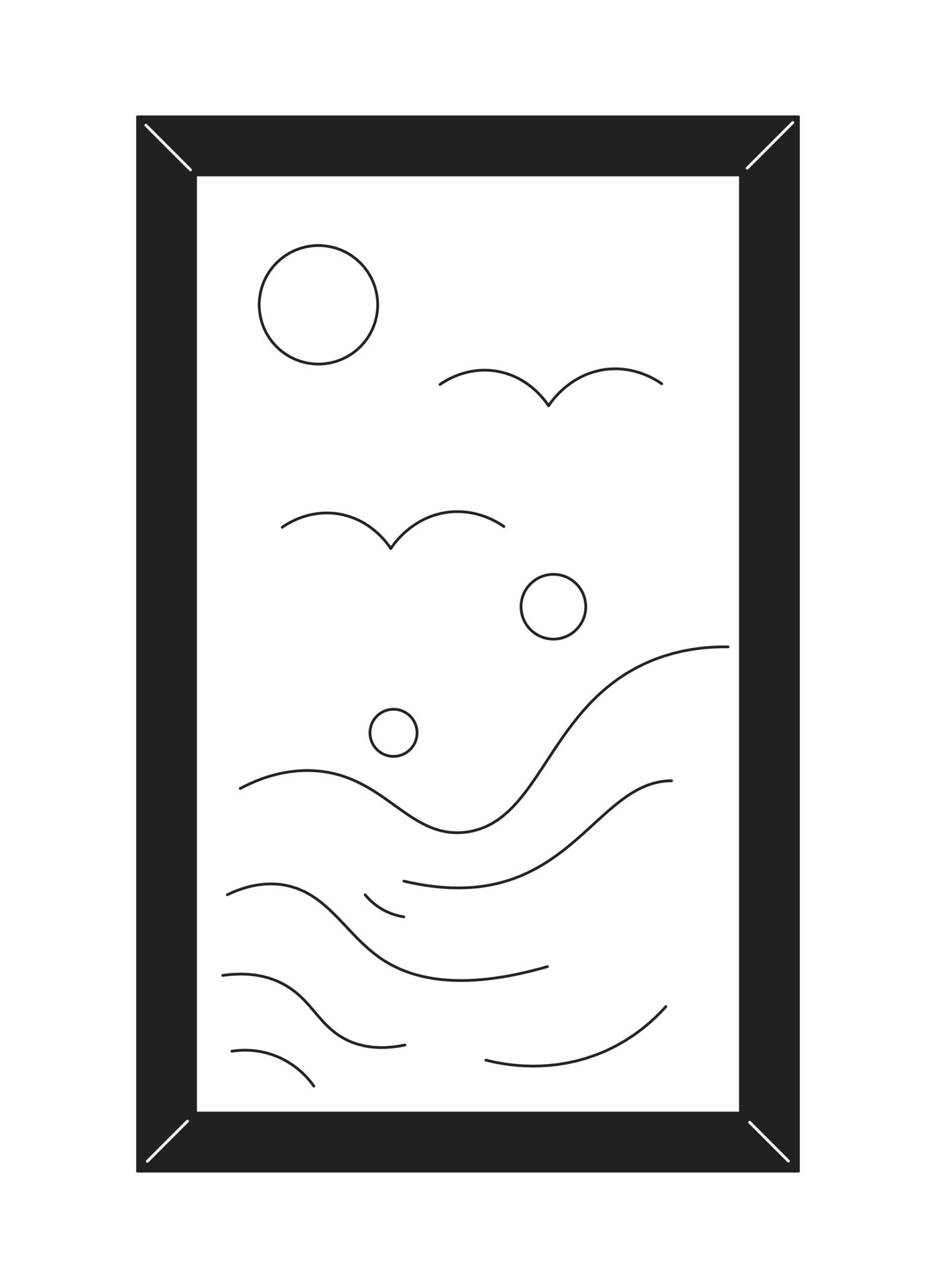 Rectangular picture in frame monochrome flat vector object. Editable ...