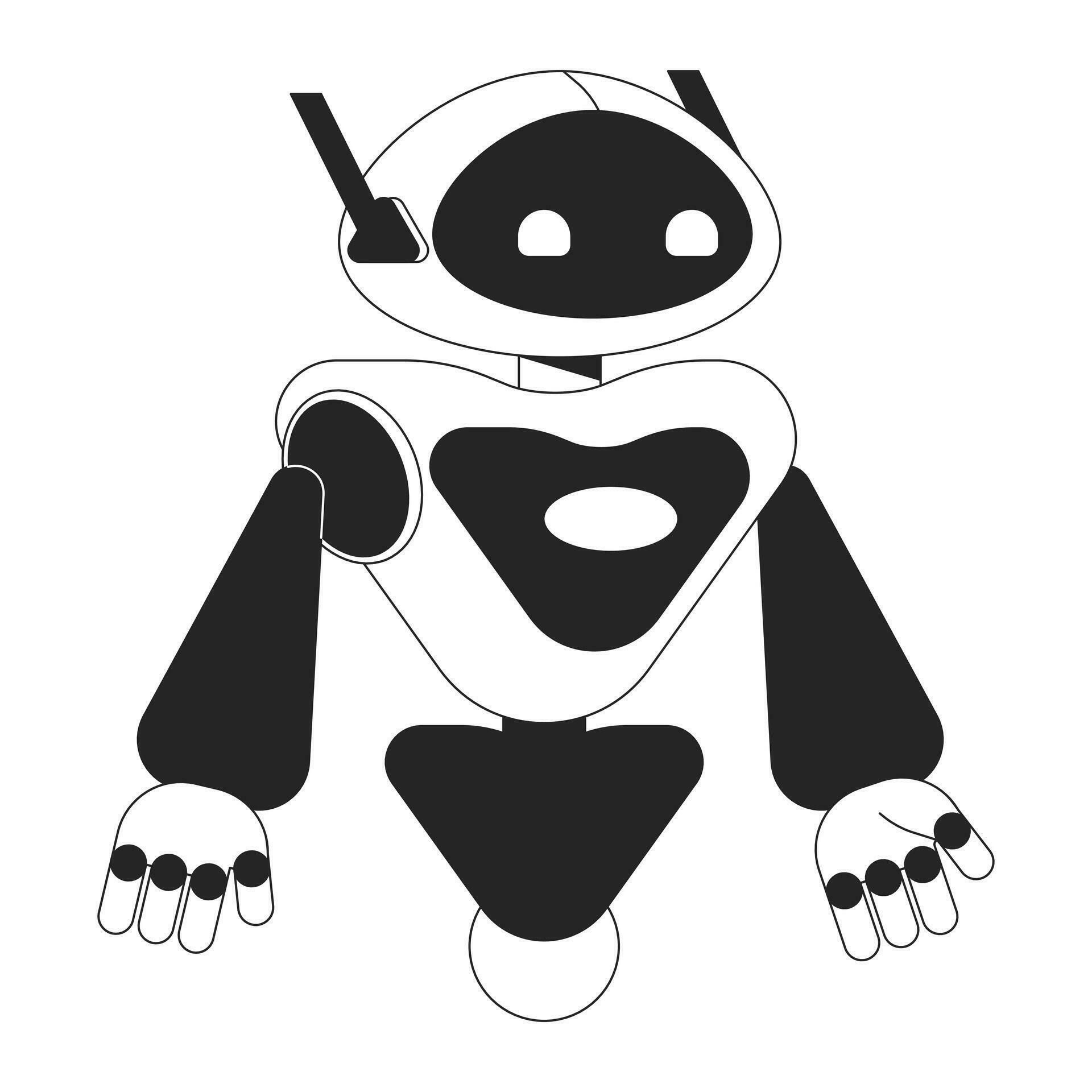 Android Robot Flat Monochrome Isolated Vector Object Ai Technology Editable Black And White