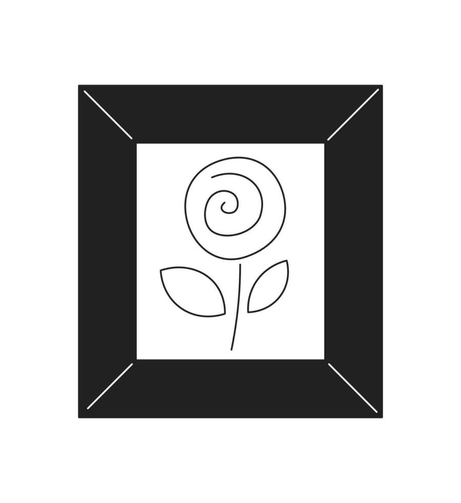 Abstract artwork in frame monochrome flat vector object. Editable black ...