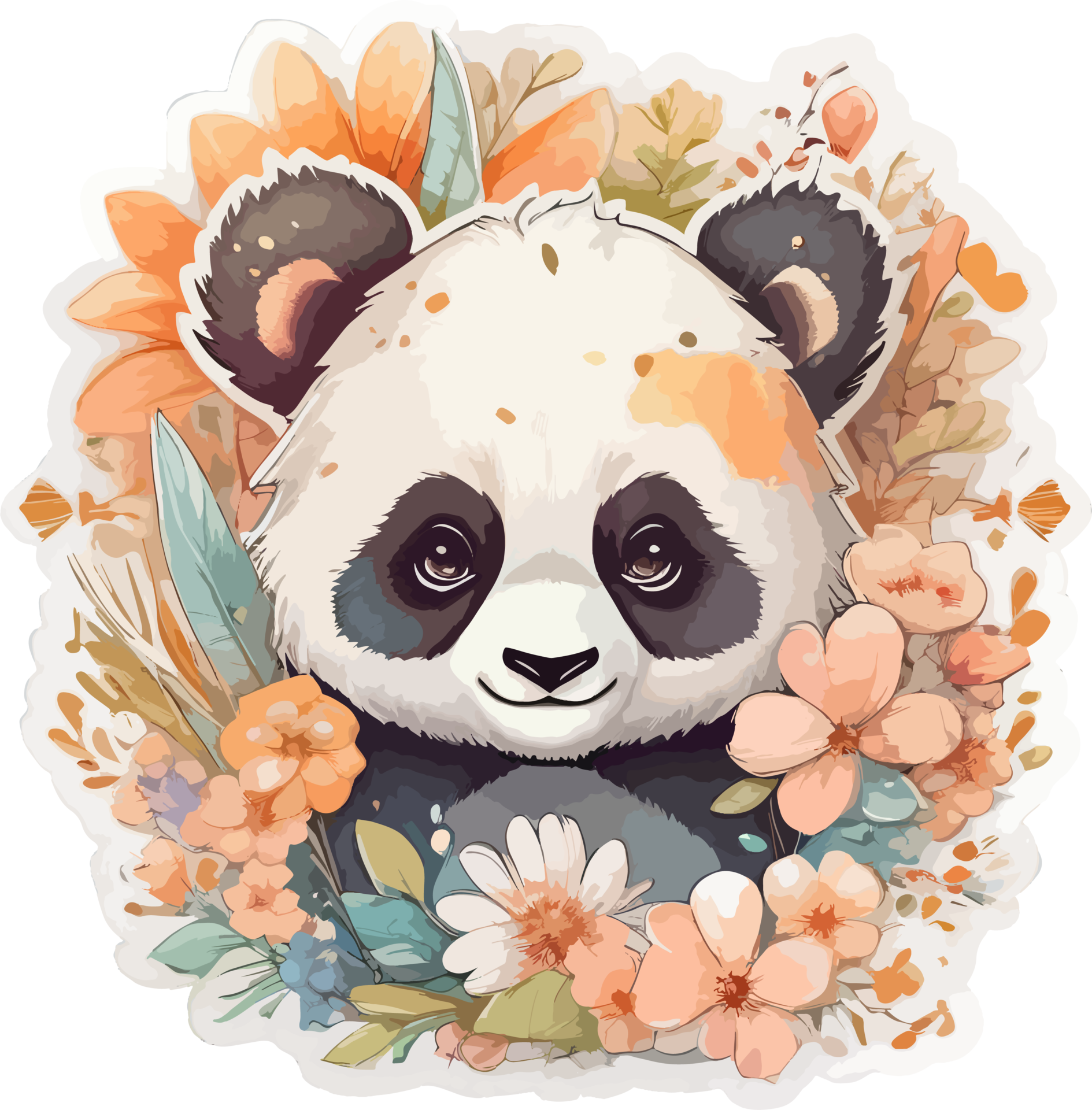 Cute Panda Cartoon Sticker With Ai Generative 27308590 Png