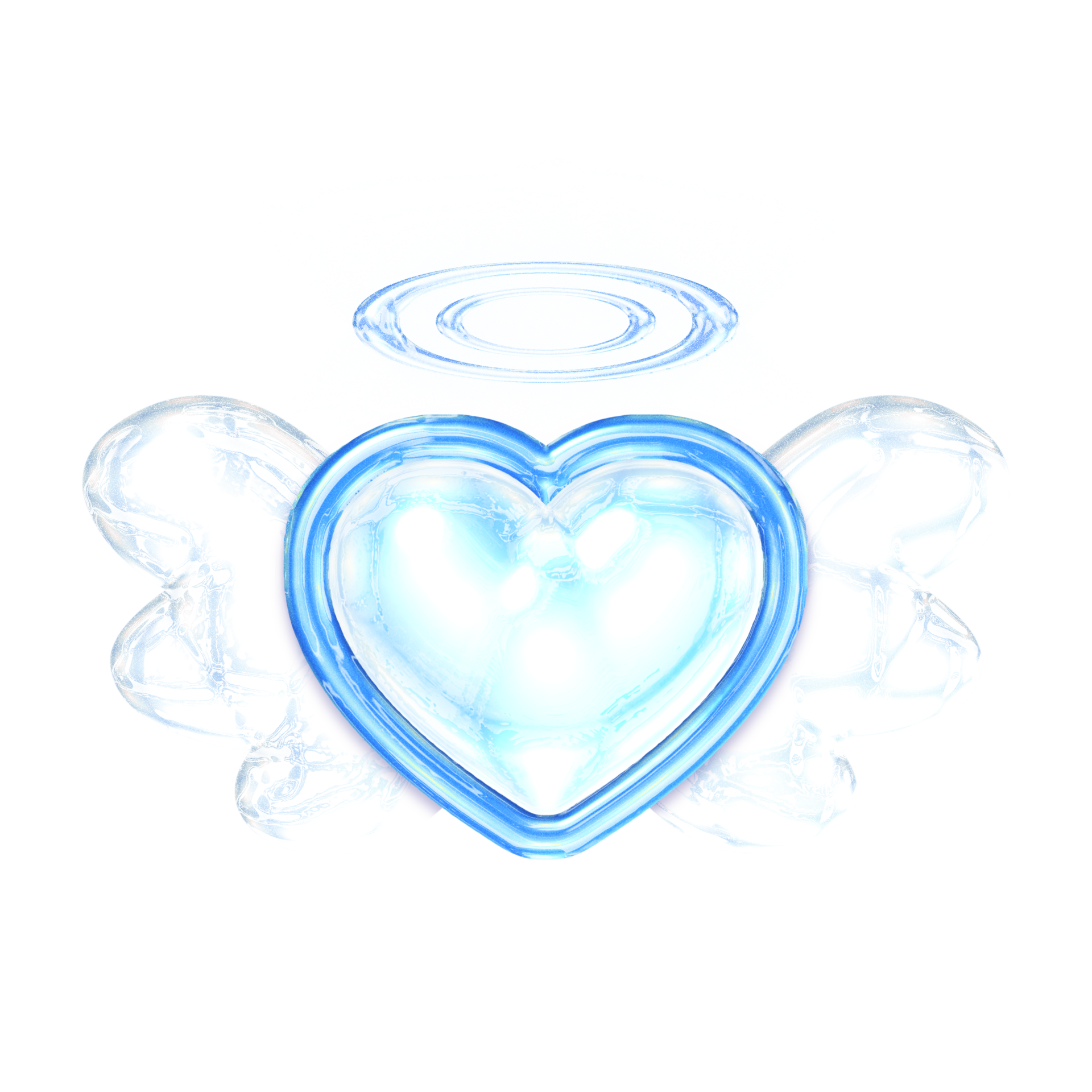 Heart Angel Wings Y2k Blue Element Sticker With Chrome Effect 27310111 Png