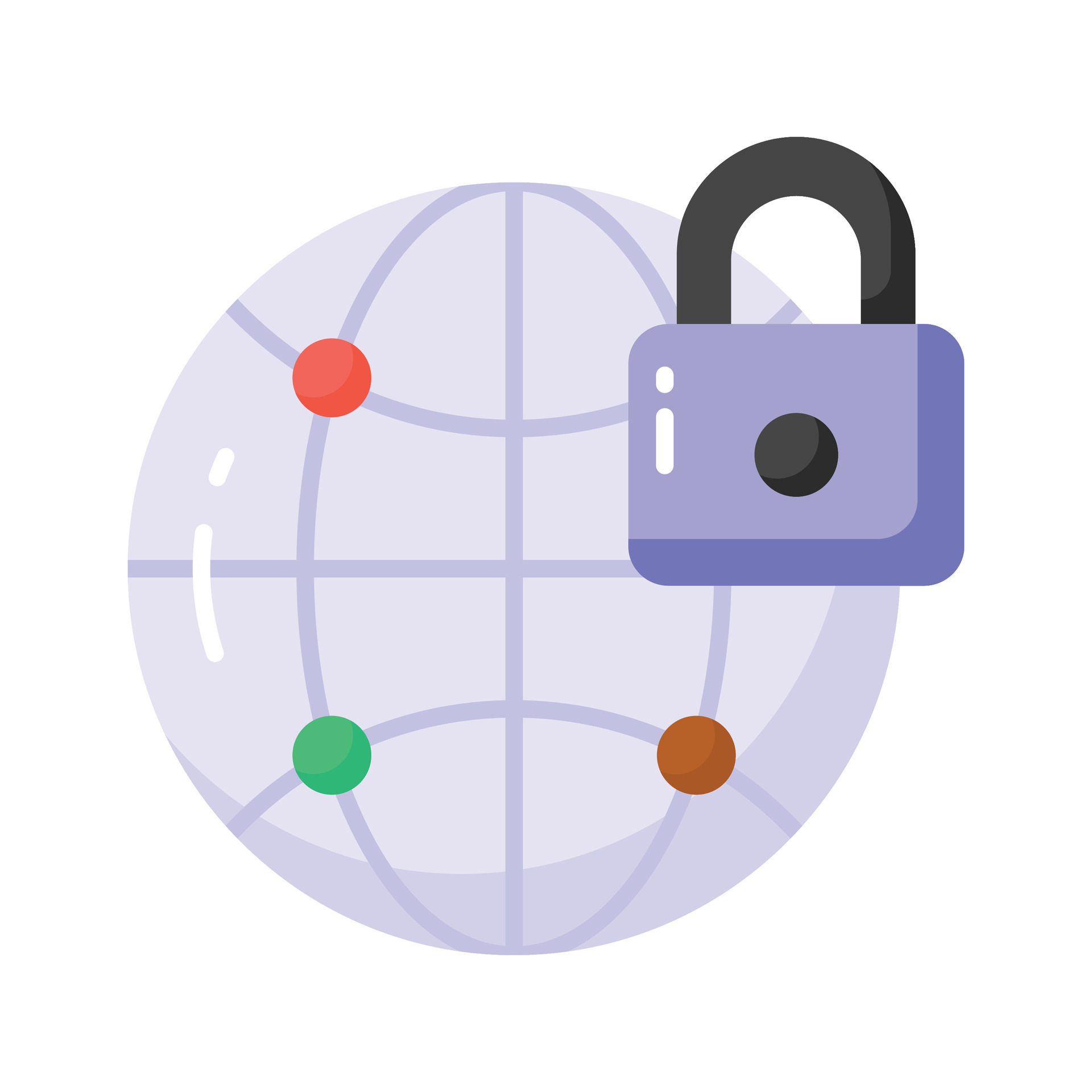 Padlock With Network Globe Denoting Vector Of Global Network Security