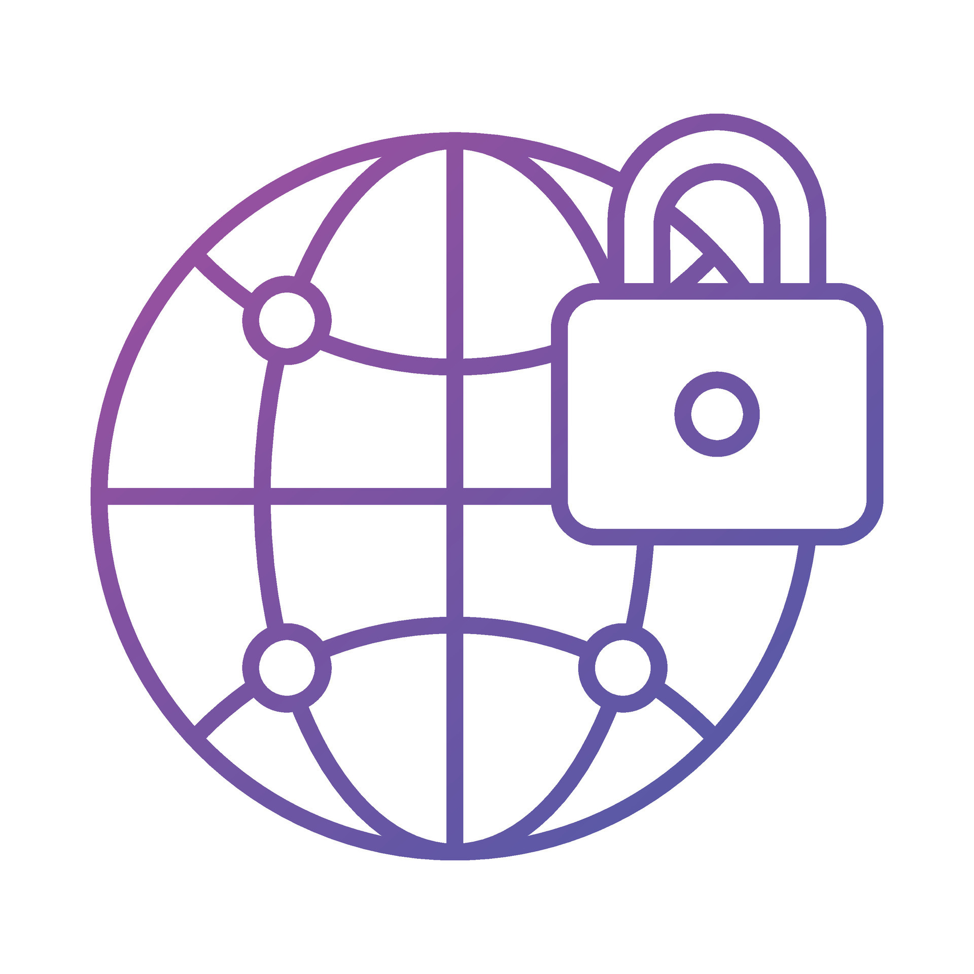Padlock With Network Globe Denoting Vector Of Global Network Security