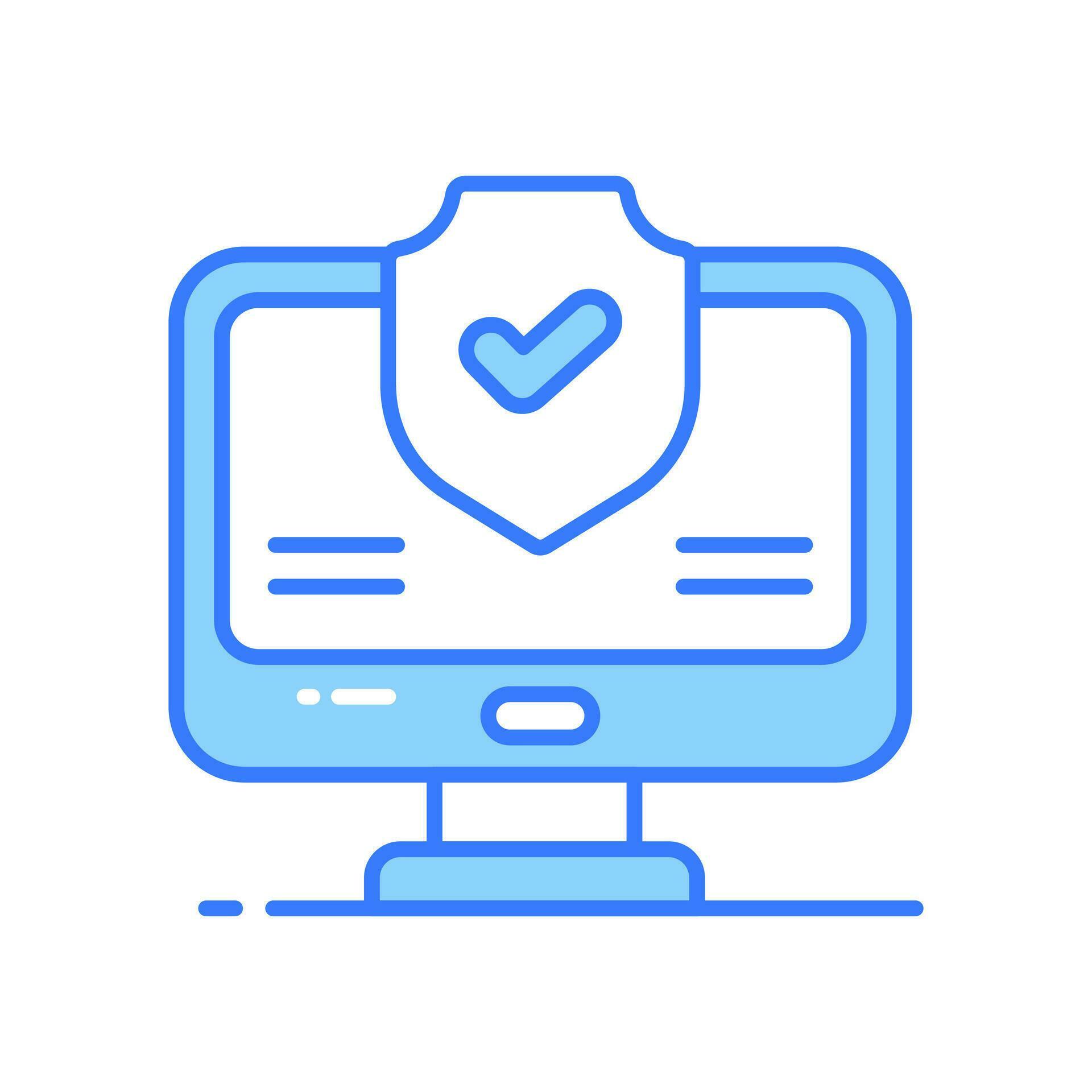 Security shield with monitor showing concept icon of computer ...