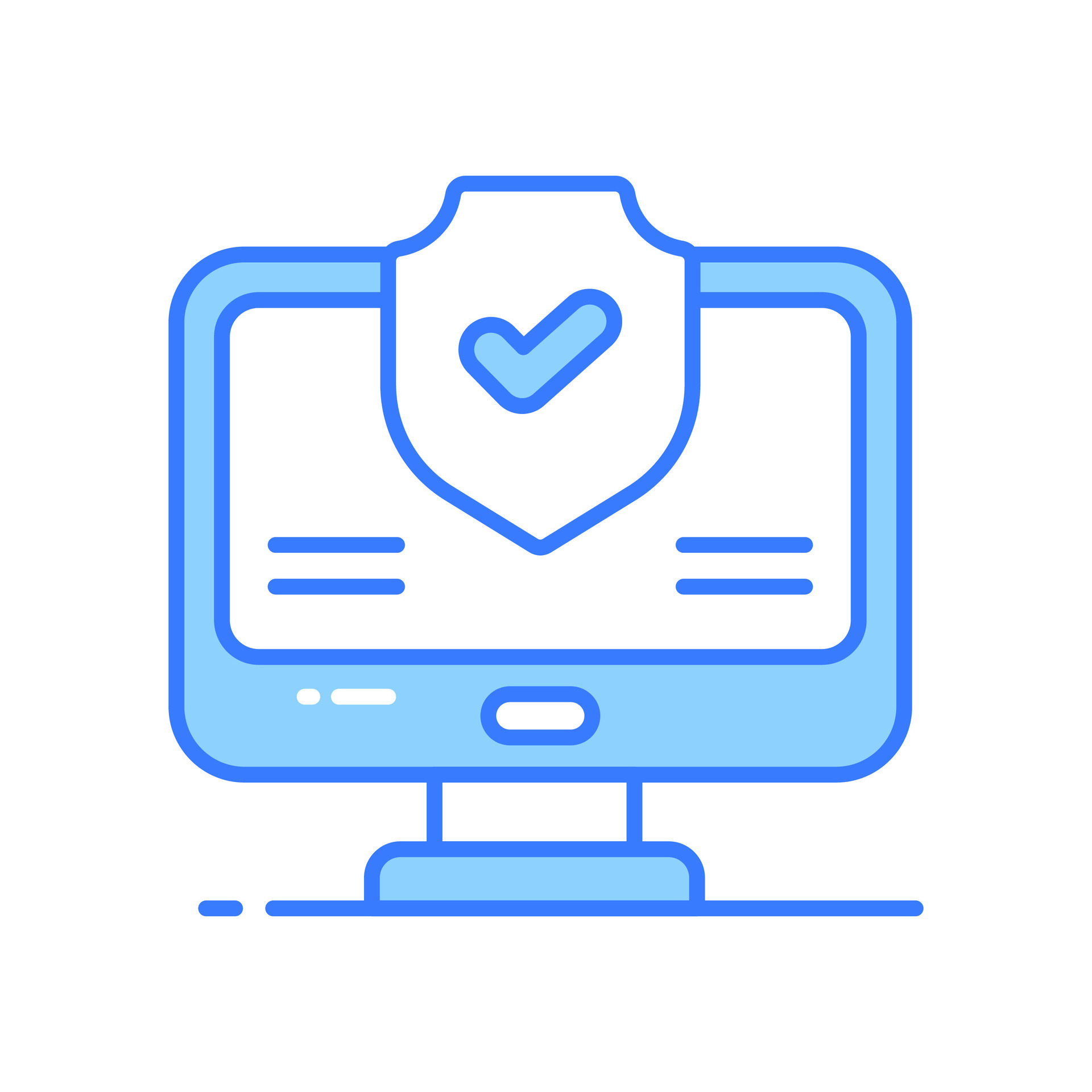 Security shield with monitor showing concept icon of computer ...