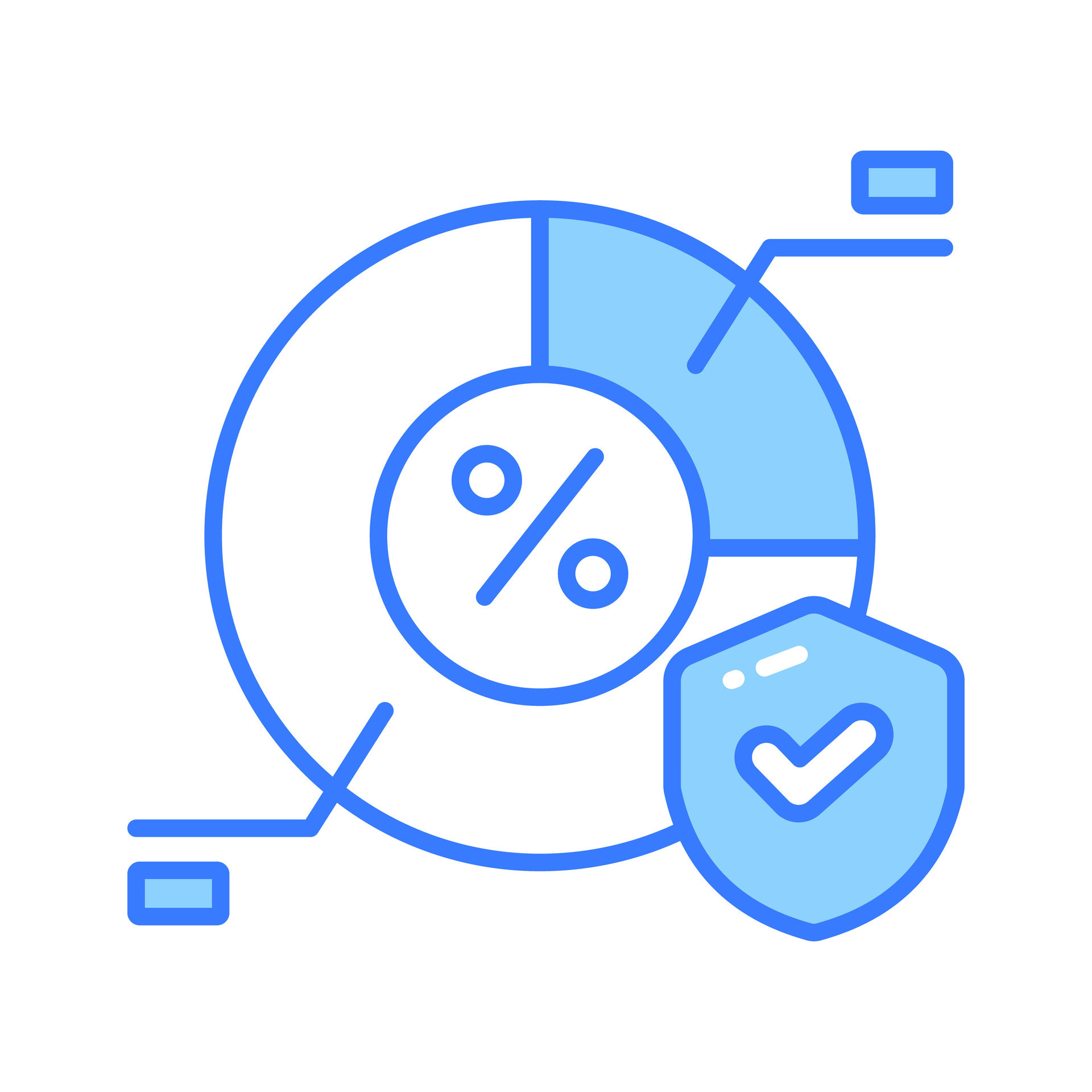 Pie chart with protection shield showing concept vector of secure data analysis 27373501 Vector ...