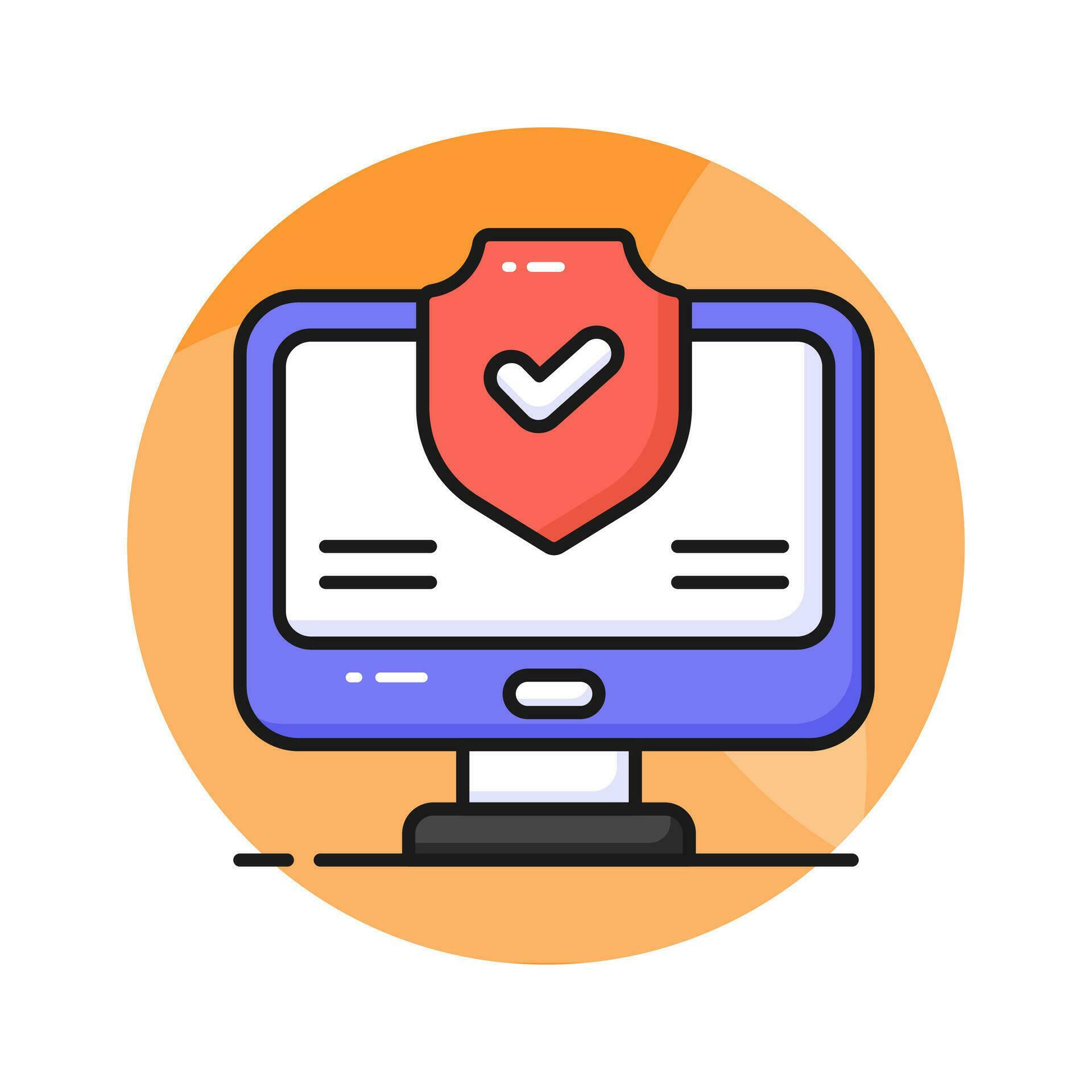 Security shield with monitor showing concept icon of computer ...