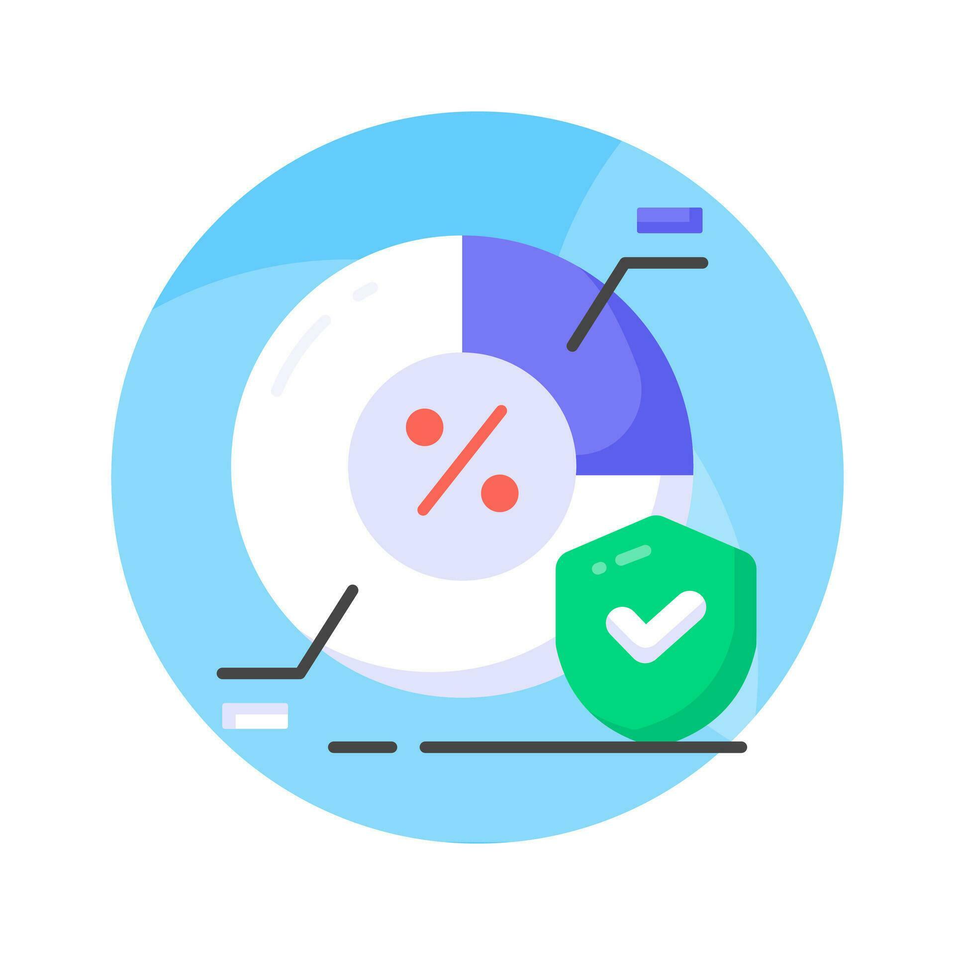 Pie chart with protection shield showing concept vector of secure data analysis 27373676 Vector ...