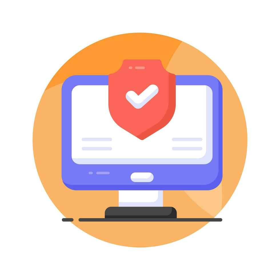 Security shield with monitor showing concept icon of computer ...