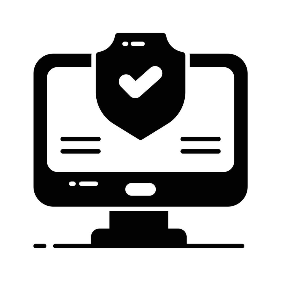 Security shield with monitor showing concept icon of computer ...