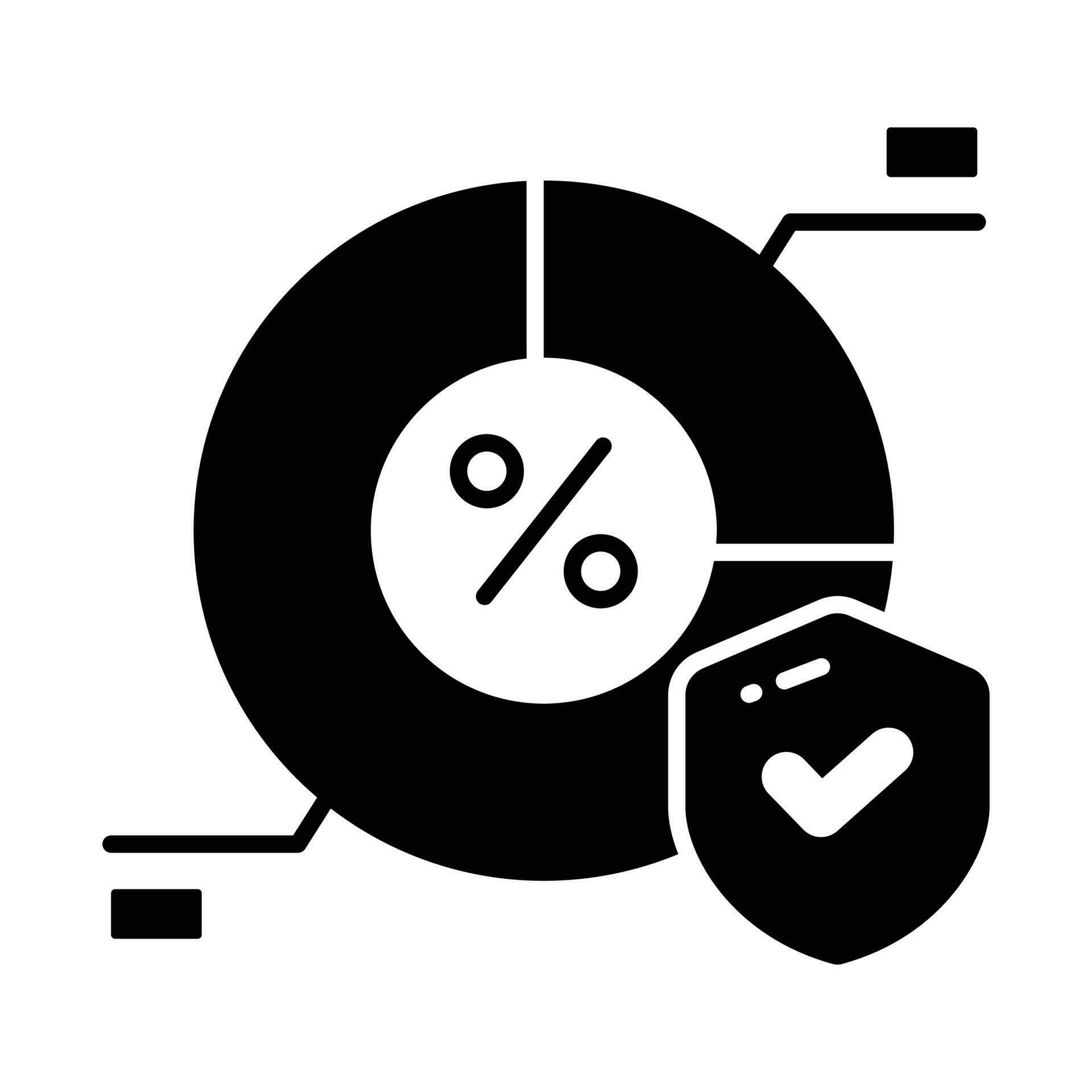 Pie chart with protection shield showing concept vector of secure data analysis 27373759 Vector ...