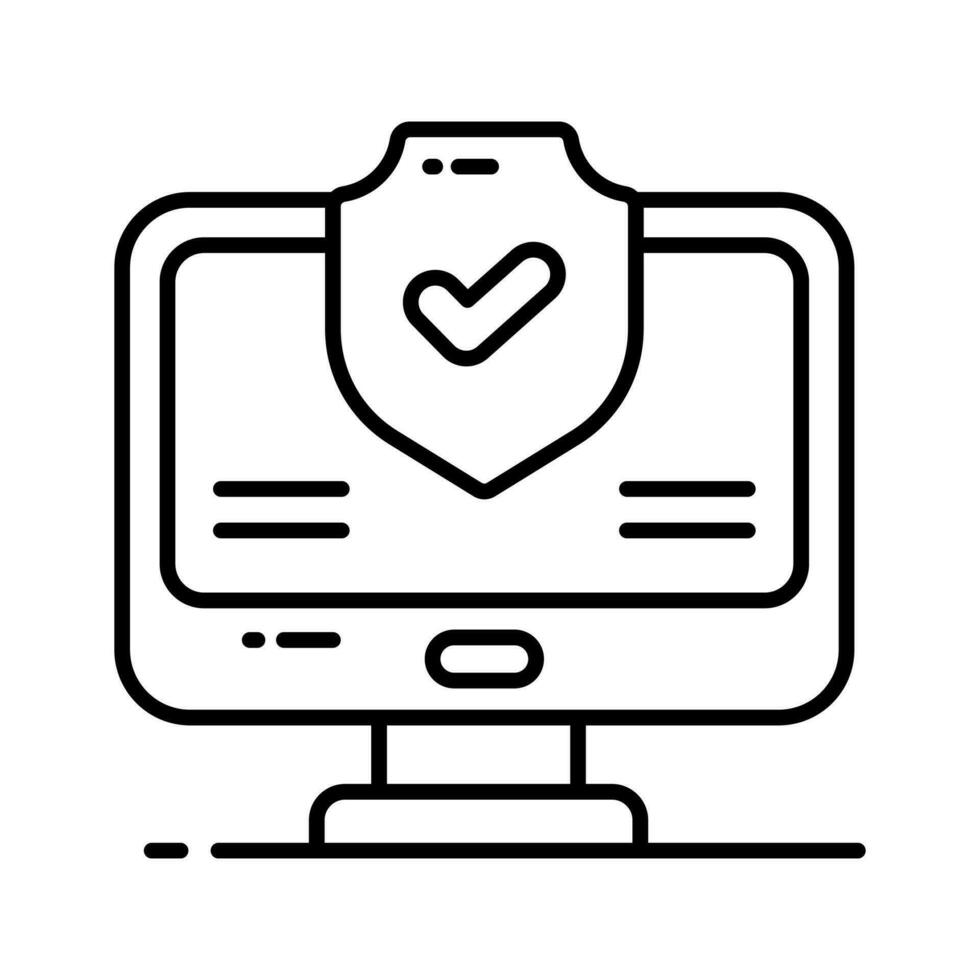 Security shield with monitor showing concept icon of computer ...