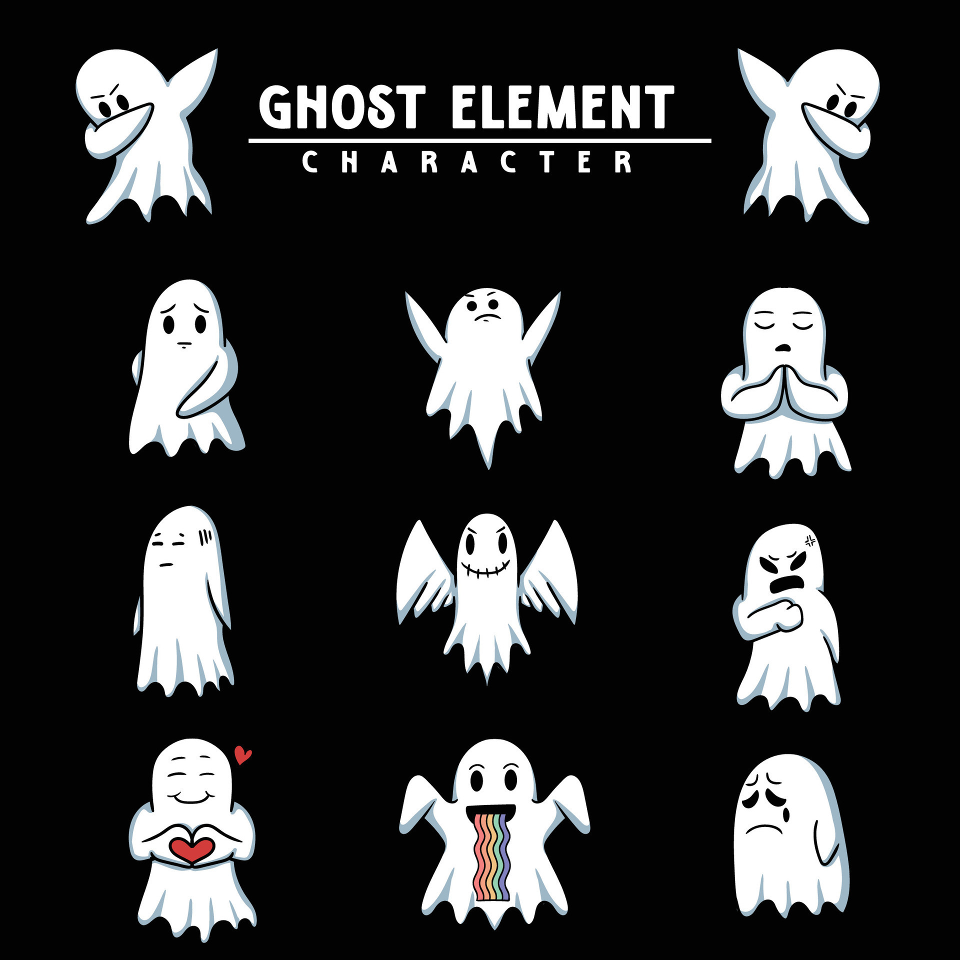 Ghost element expression set vector illustration 27374708 Vector Art at ...