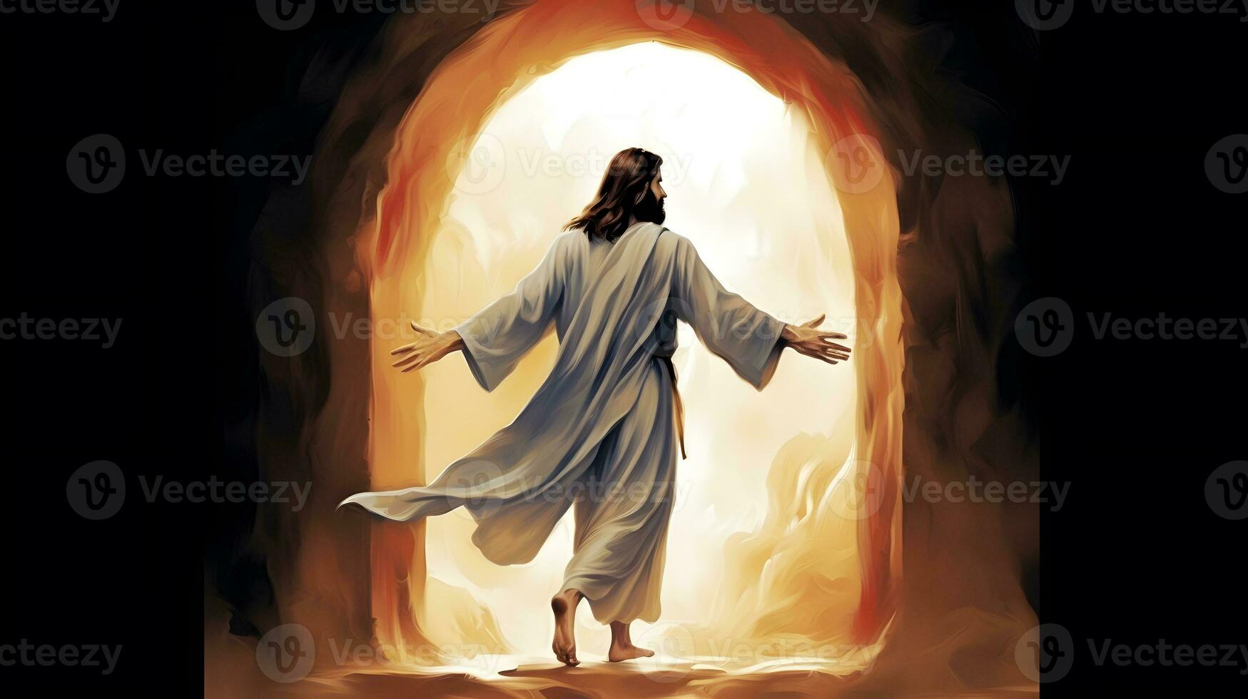 Resurrección de Jesús Cristo desde vacío tumba. 27376818 Foto de stock en Vecteezy