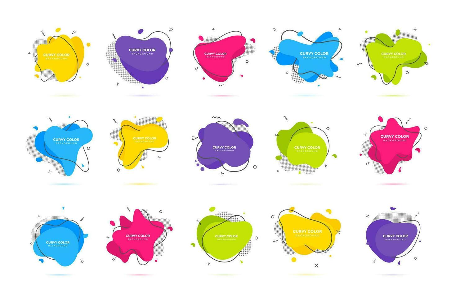 Modern liquid irregular amoeba blob shape abstract elements graphic flat style design fluid ...