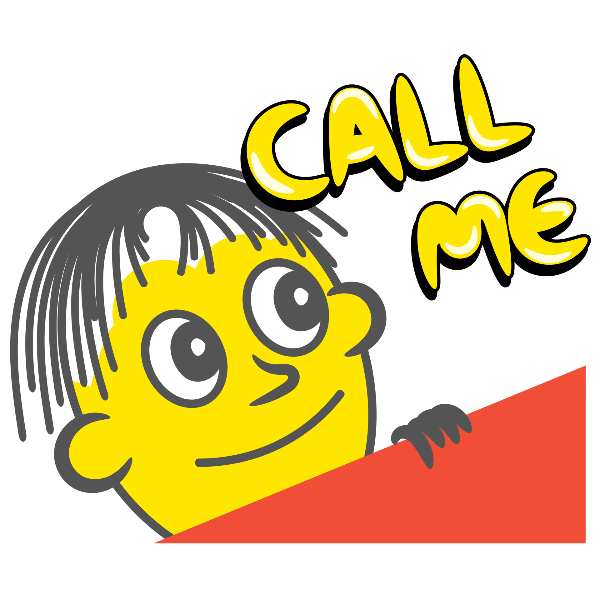 Call me round yellow cartoon gesture 27378904 PNG