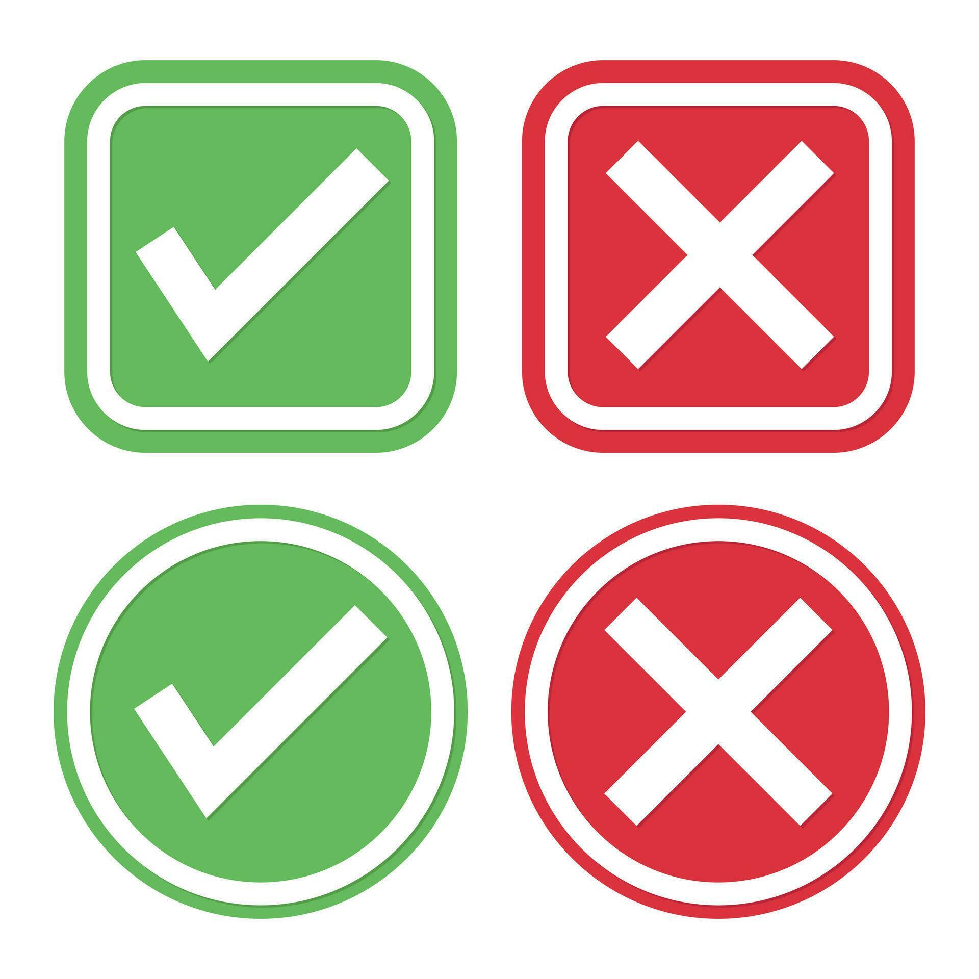 Check Mark Box Icon, Green Yes And Red No Sign, Tickmark Correct And Wrong Set Symbol, Check ...