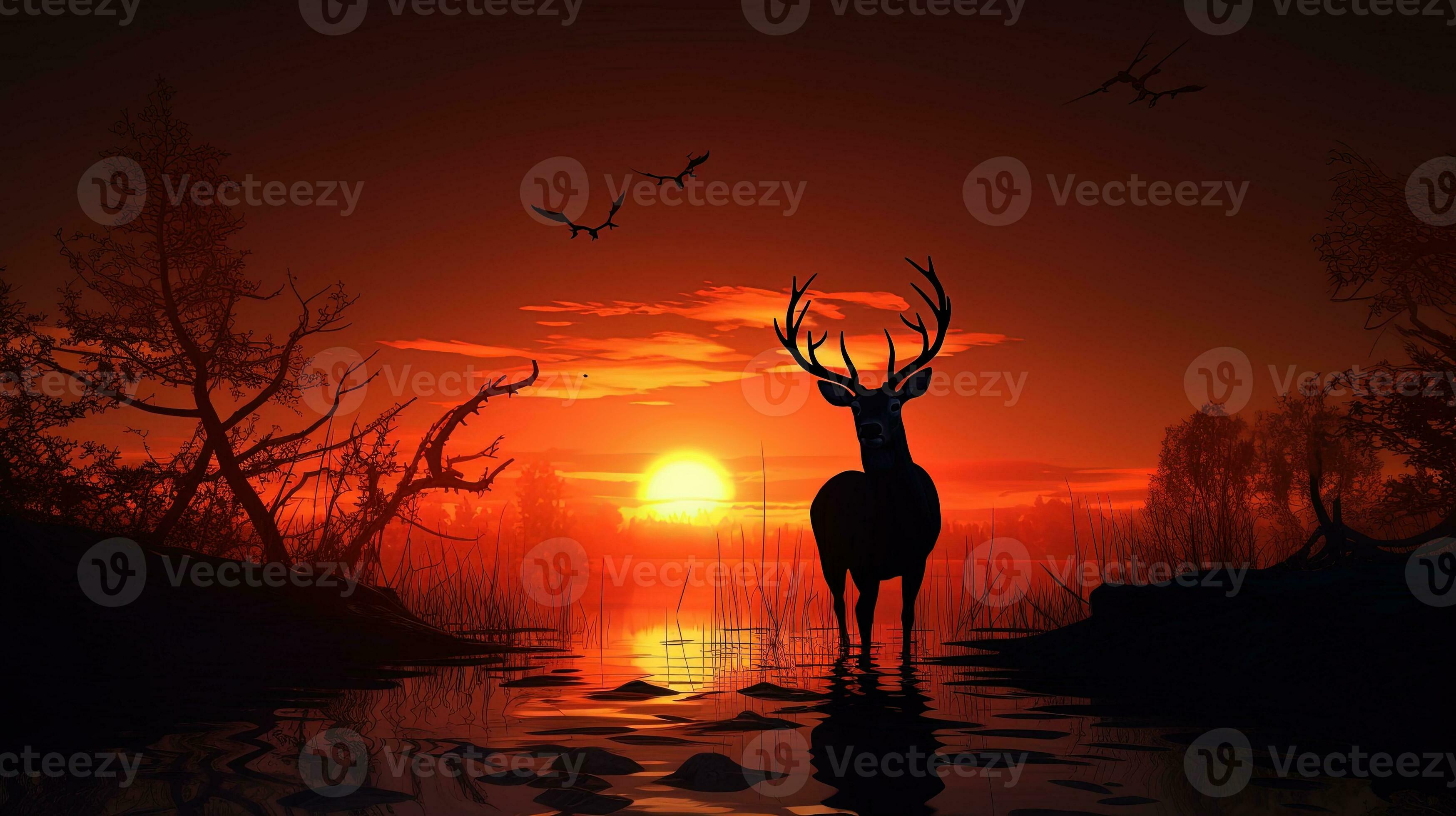 Deer silhouette at sunset 27381517 Stock Photo at Vecteezy