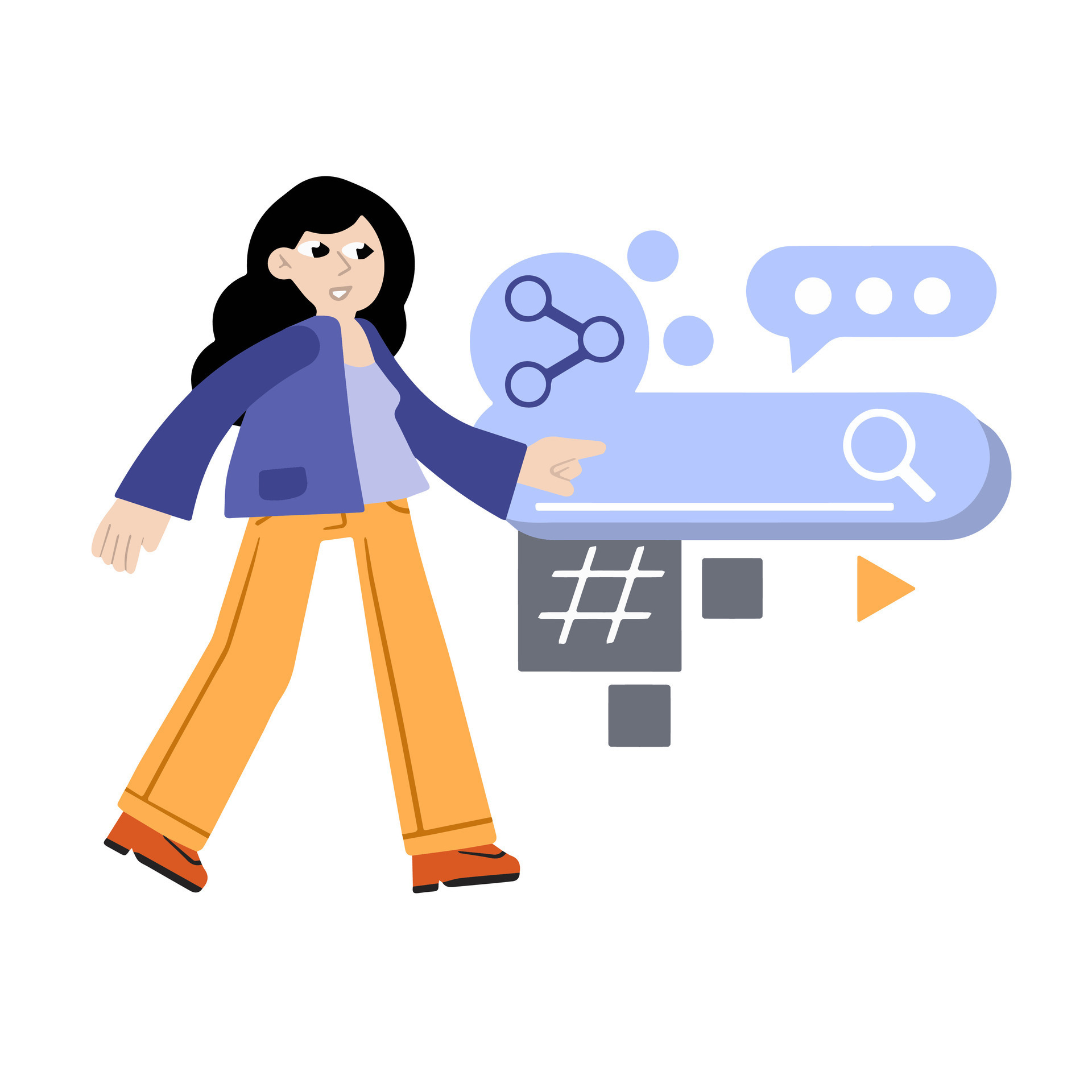 Process of creating and developing website. Female programmer and web ...