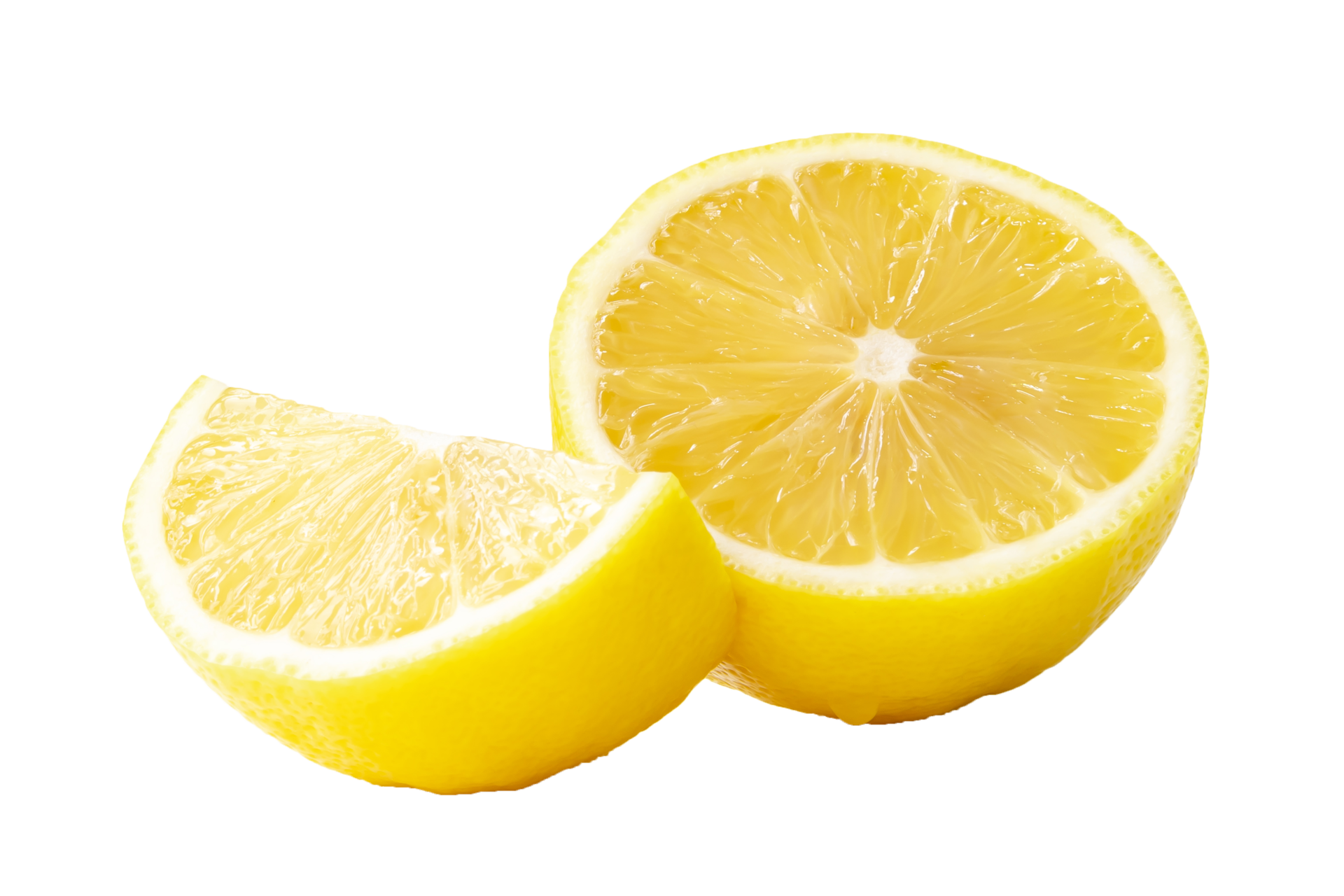 Beautiful yellow lemon half with slice isolated with clipping path in png file format 27383674 PNG