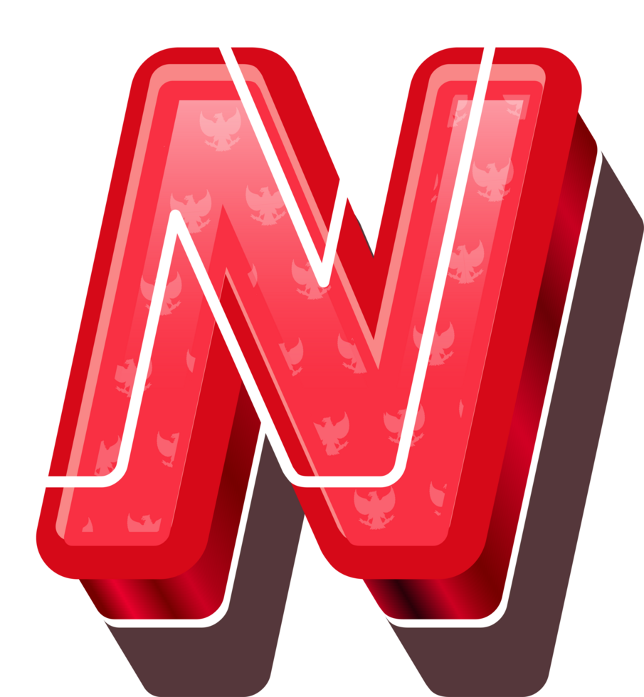 3D Red Bold Indonesia Letter N 27385405 PNG