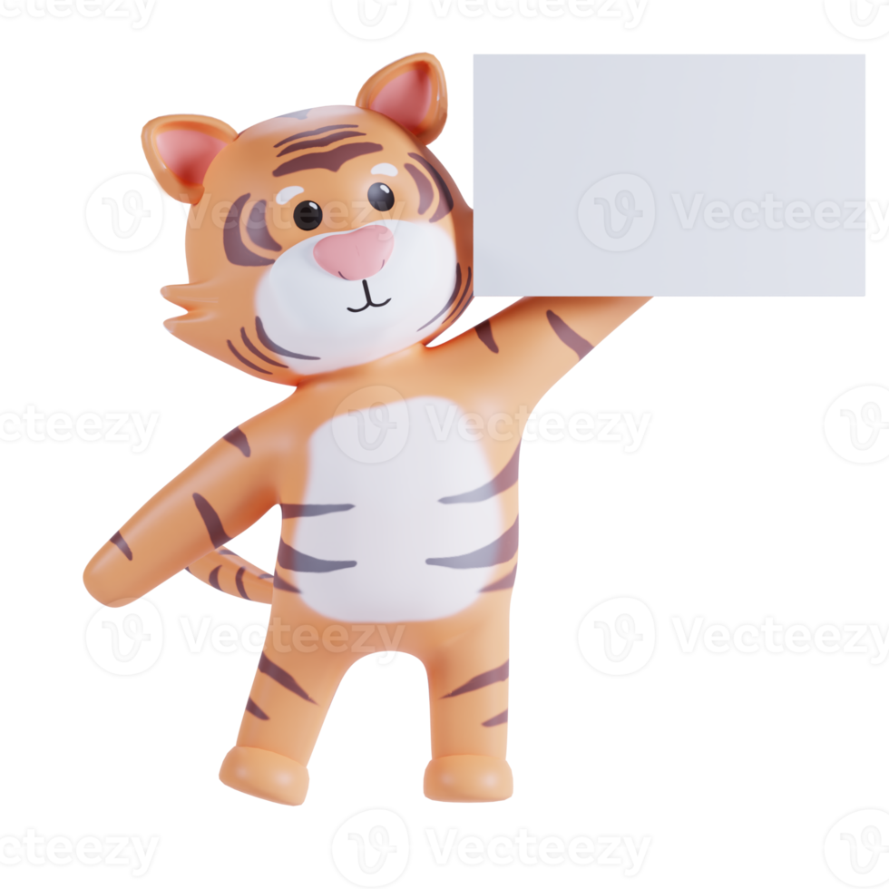 Cute Tiger 3d Render Illustration 27386282 Png