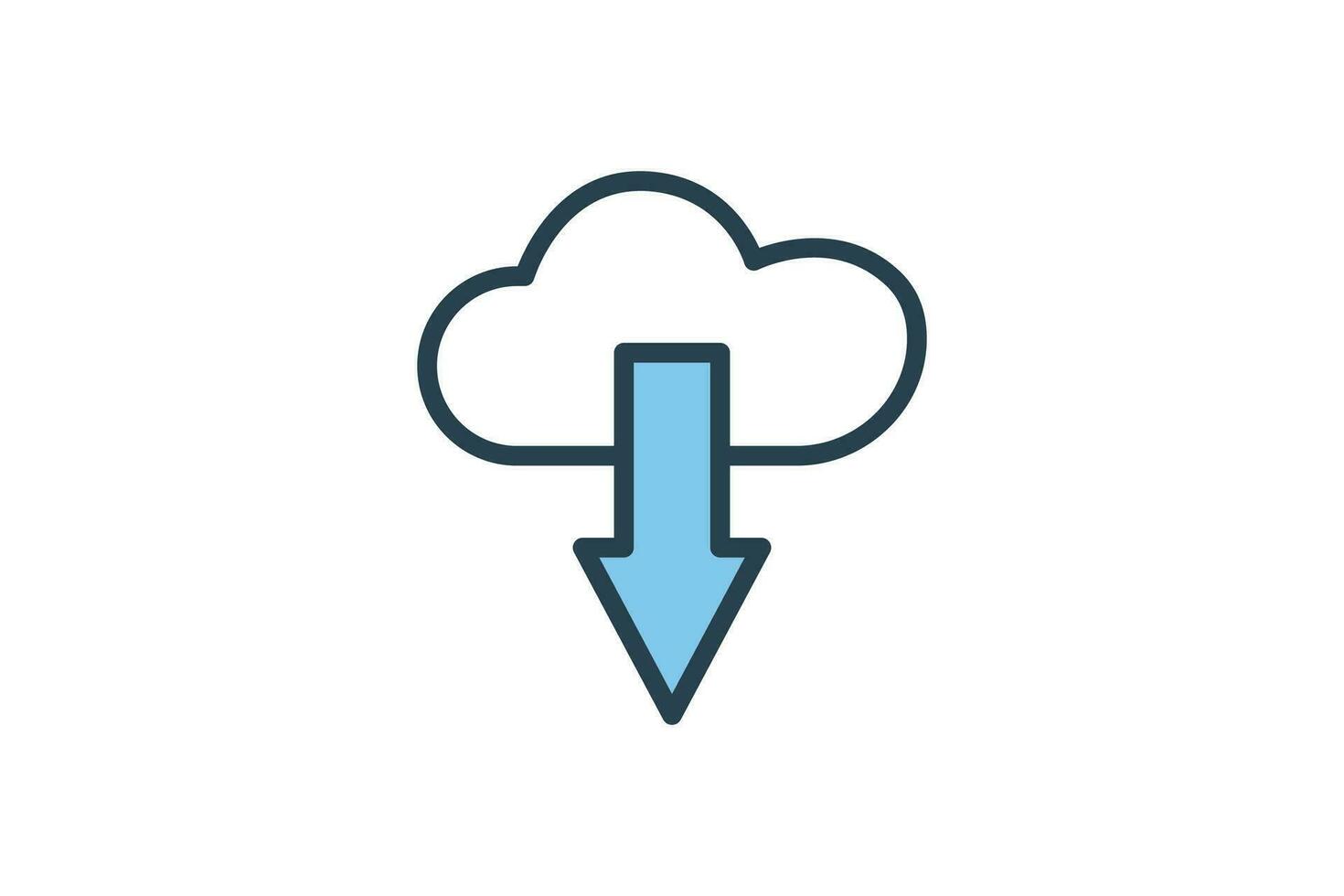 Cloud download Icon. suitable for web site design, app,user interfaces. flat line icon style ...
