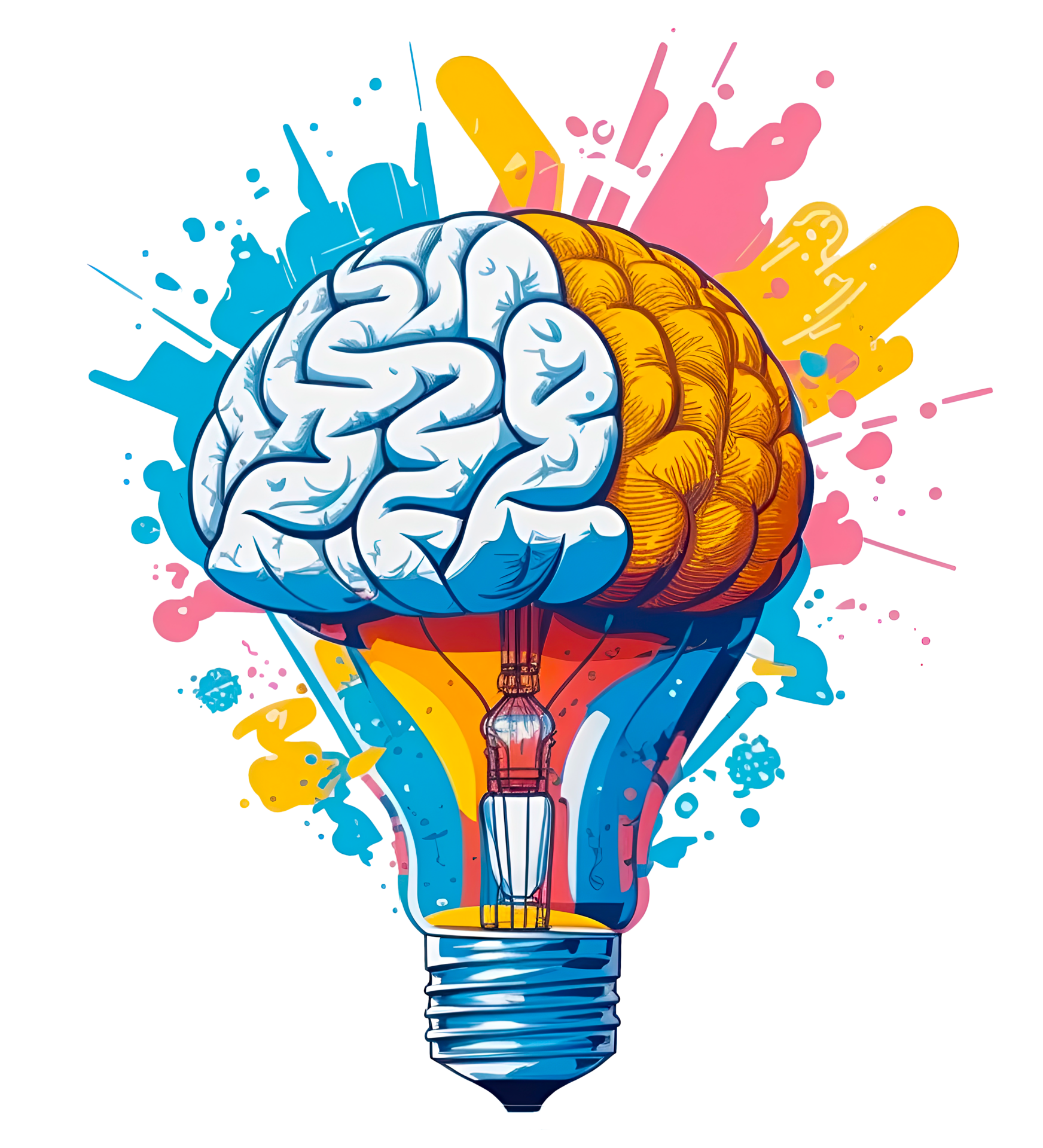 Graffiti Lamp bulb with human brain inside. Idea generation, brainstorm concept. AI Generative ...