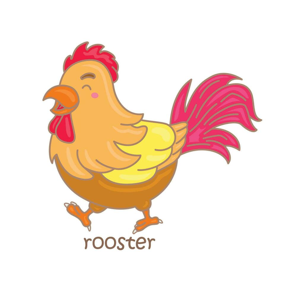 Alphabet R For Rooster Vocabulary School Lesson Cartoon Illustration ...