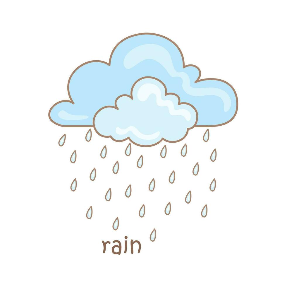 Alphabet R For Rain Vocabulary School Lesson Cartoon Illustration Vector Clipart Sticker ...