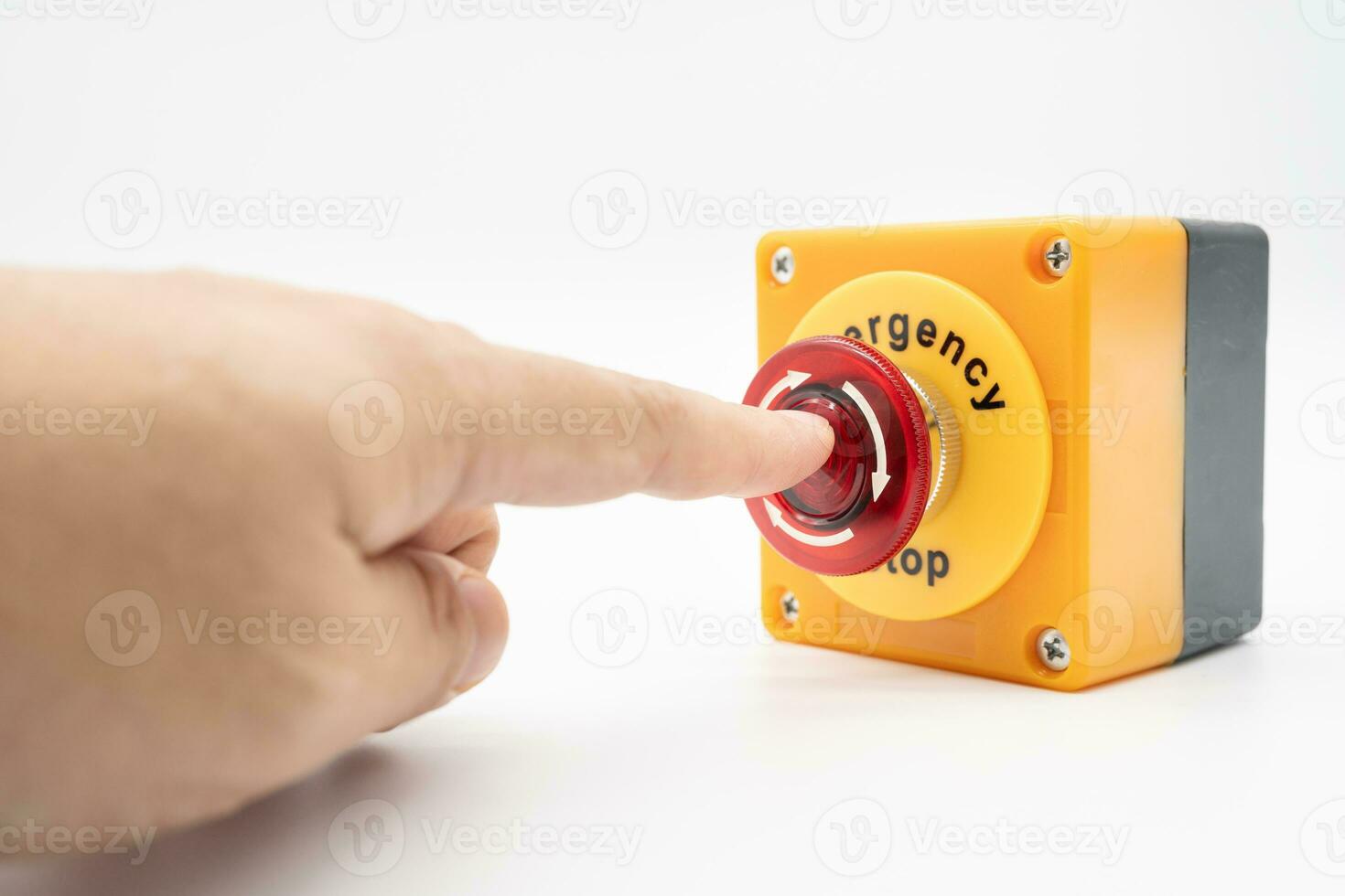 Stop Button and the Hand of Worker About to Press it. emergency stop ... Stop Button and the Hand of Worker About to Press it. emergency stop ...