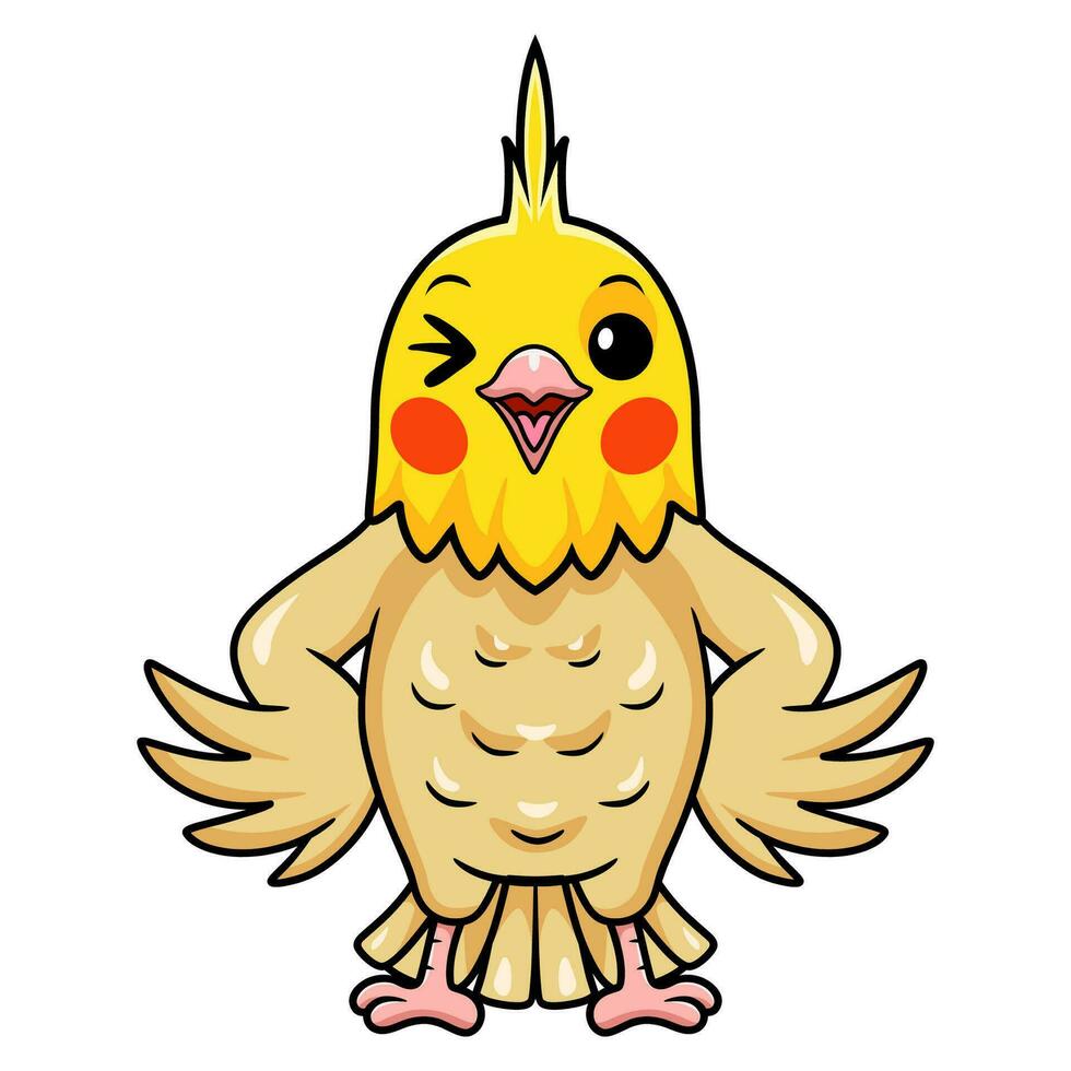 Cute Lutino Cockatiel Bird Cartoon 27390752 Vector Art At Vecteezy