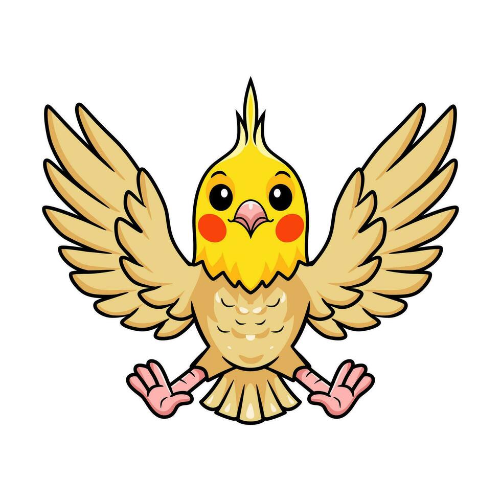 Cute Lutino Cockatiel Bird Cartoon 27390809 Vector Art At Vecteezy